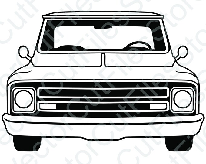 Chevrolet C10 2nd Generation 1967 Front View Vector Cut File - Etsy