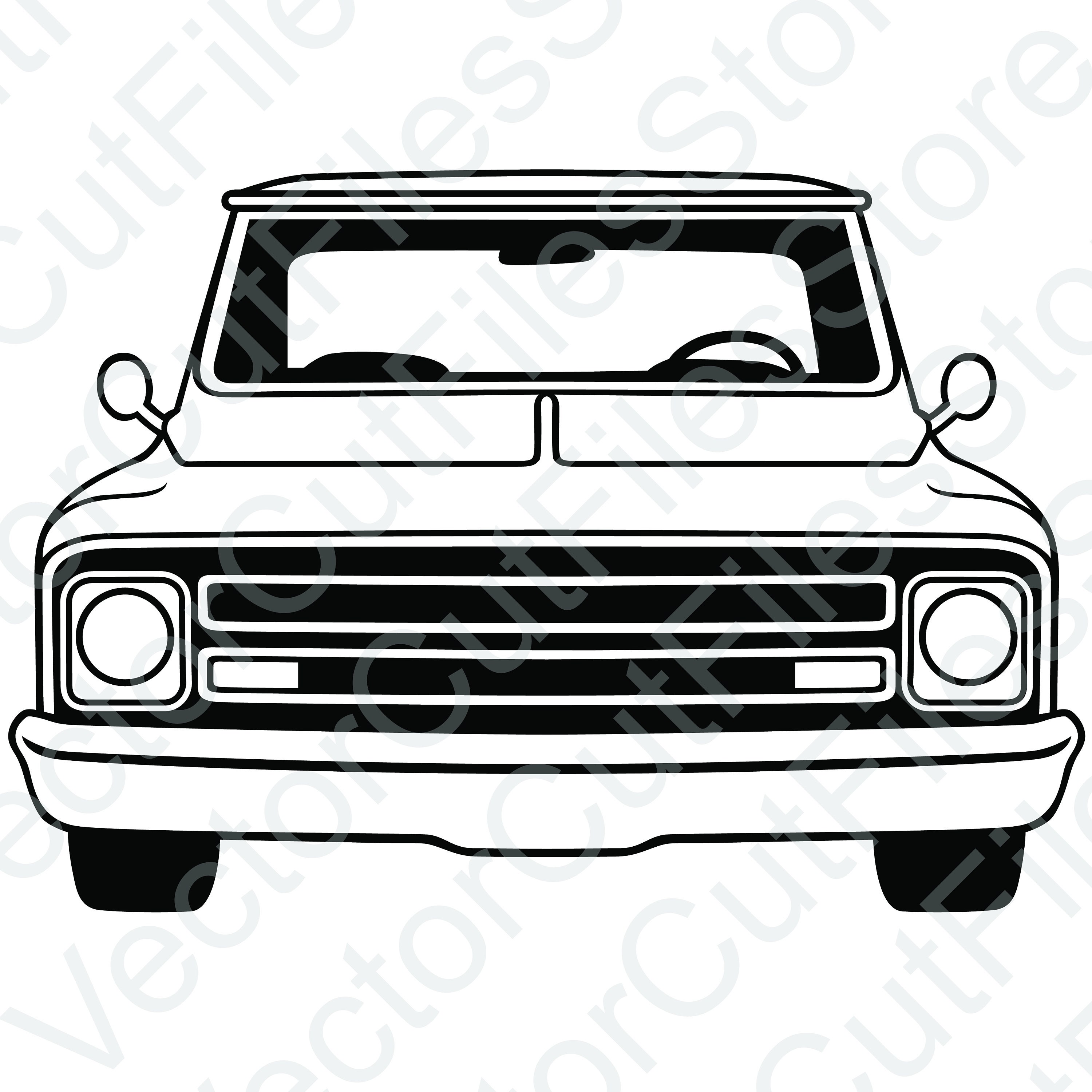 Chevrolet C10 2nd Generation 1967 Front View Vector Cut File - Etsy
