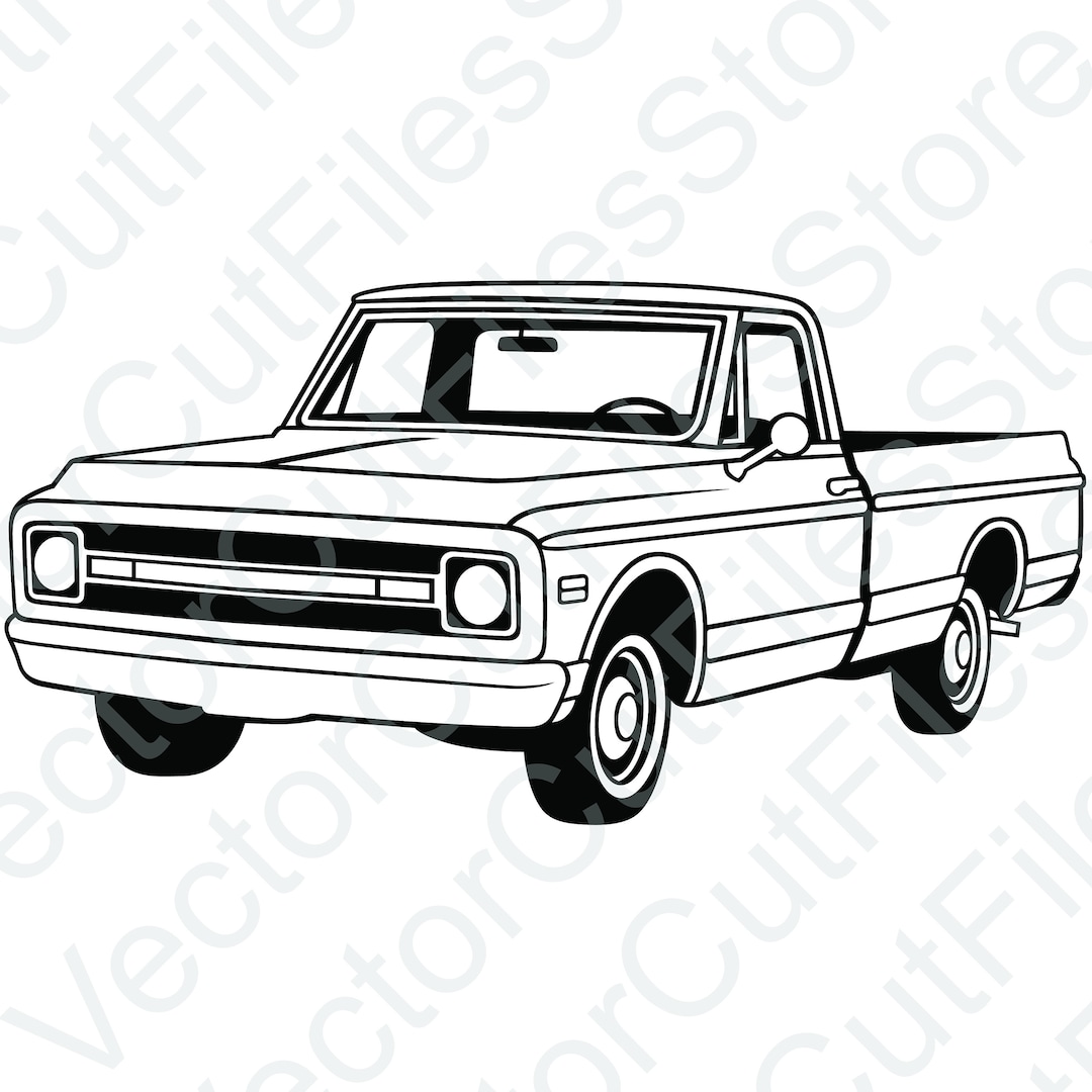 Chevrolet C10 1969 Fleetside Angled View Vector Cut File - Etsy