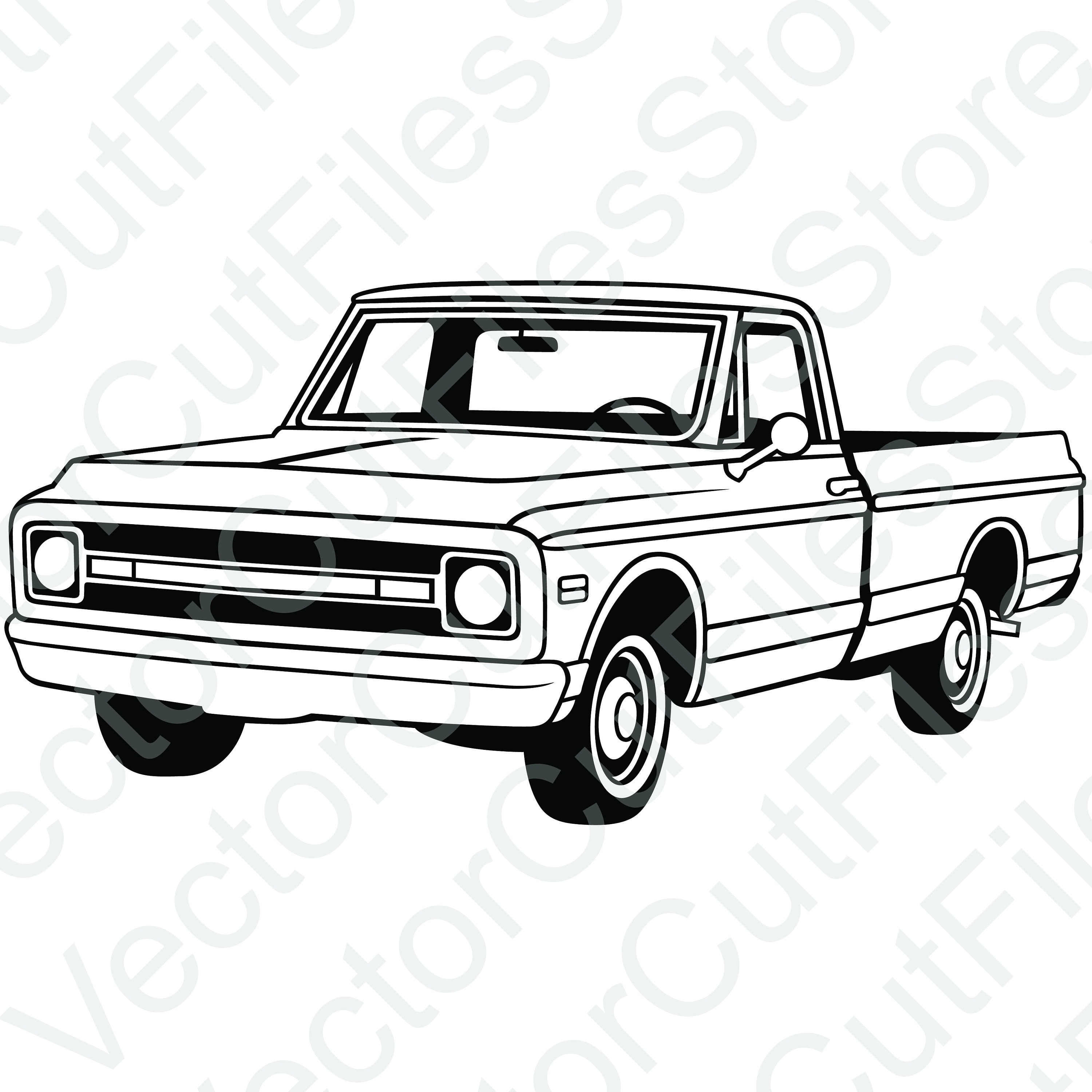 Chevrolet C10 1969 Fleetside Angled View Vector Cut File - Etsy