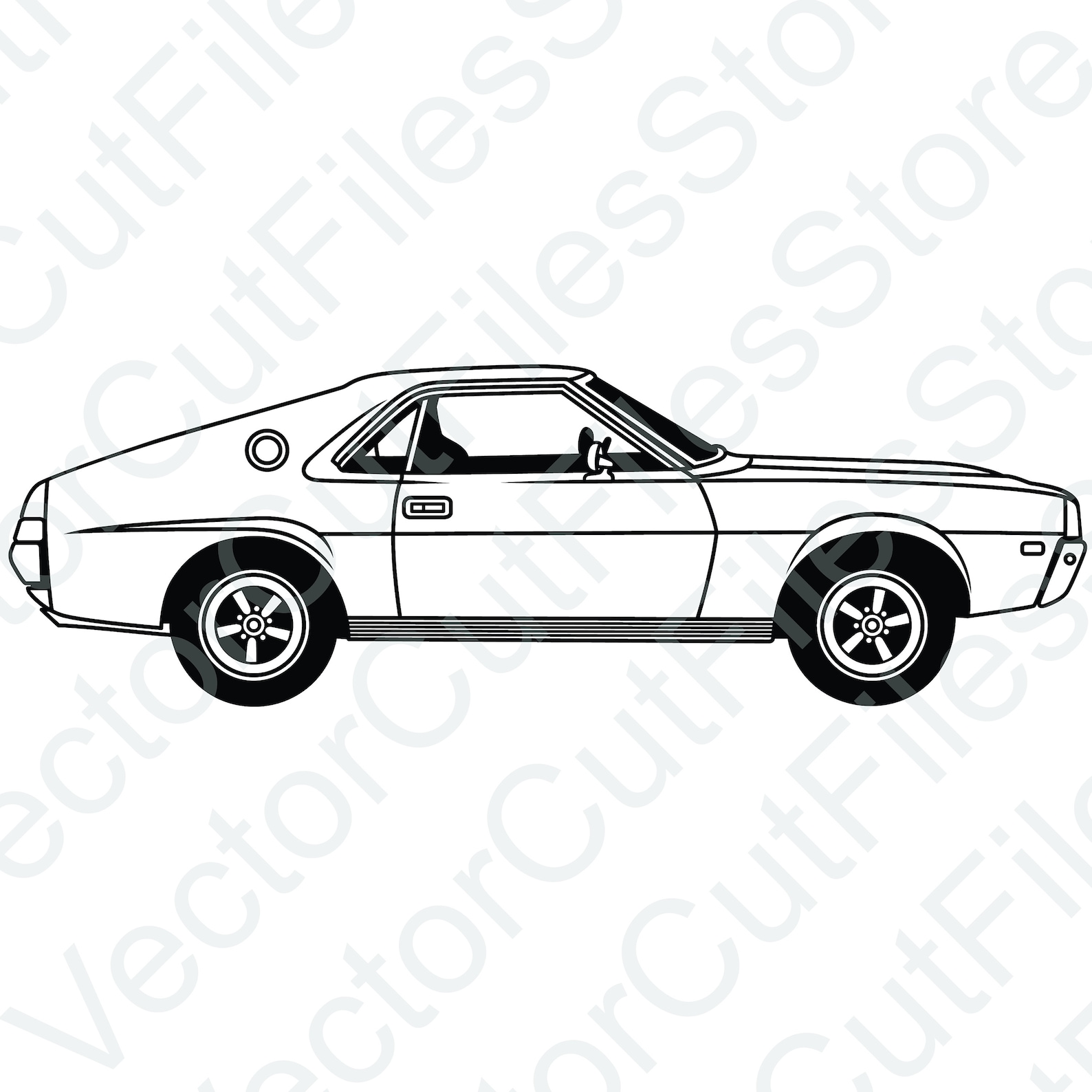 AMC AMX 1968 Side View Vector Cut File - Etsy