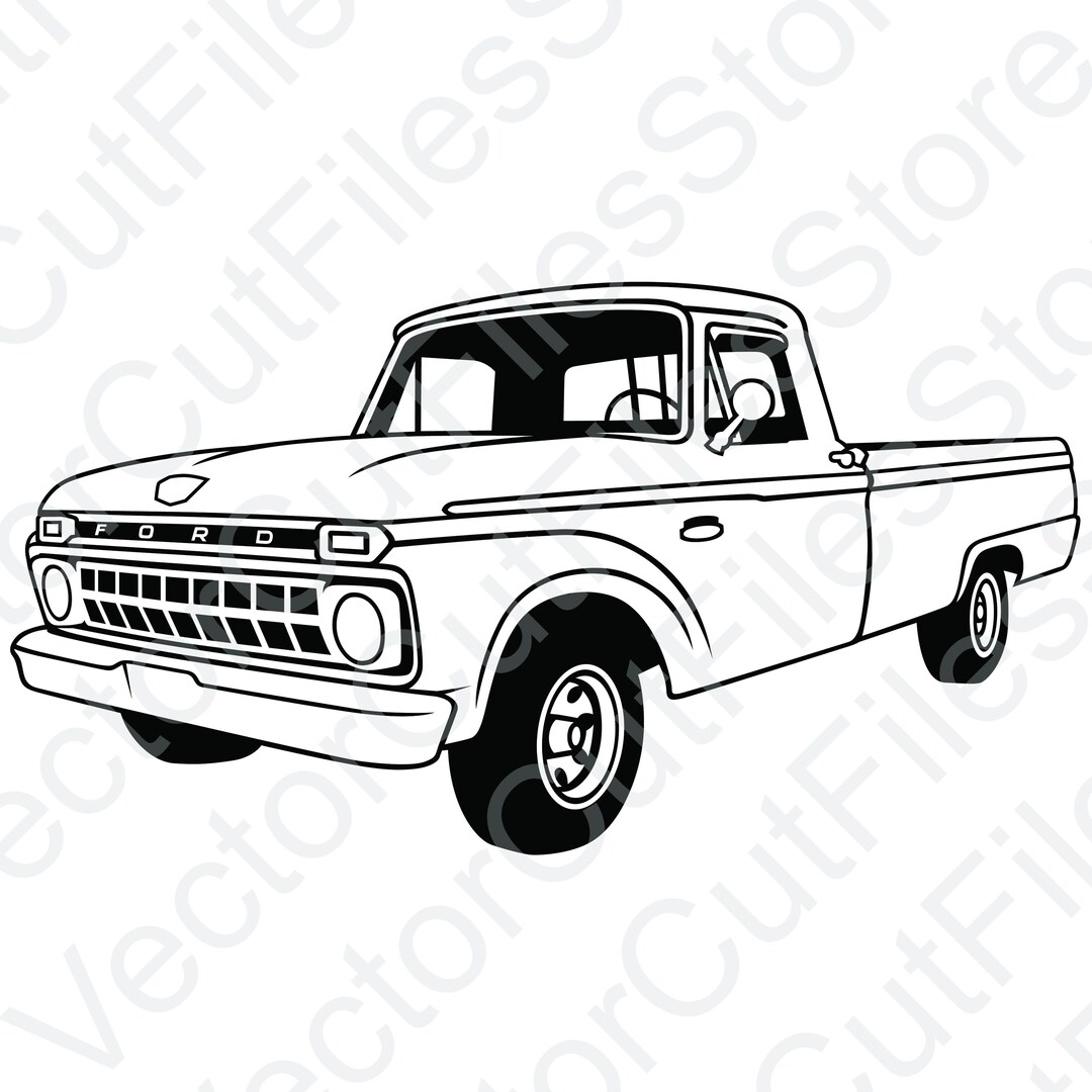 Ford F100 1965 Fleetside Angled View Vector Cut File - Etsy
