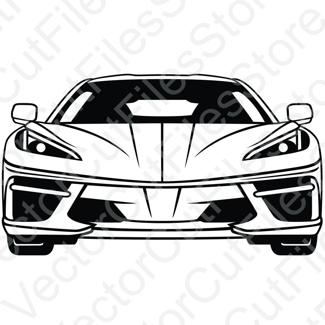 Chevrolet Corvette 2020 Front View Vector Cut File - Etsy