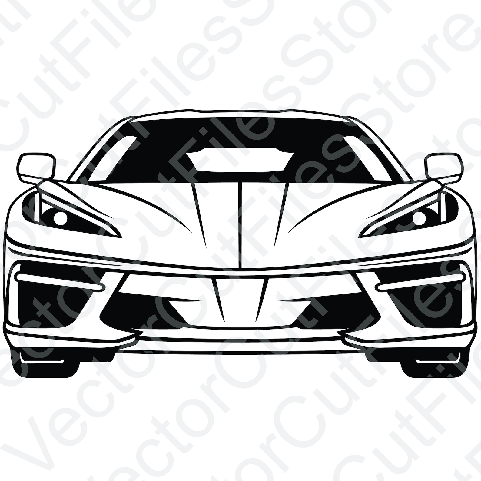 Chevrolet Corvette 2020 Front View Vector Cut File - Etsy