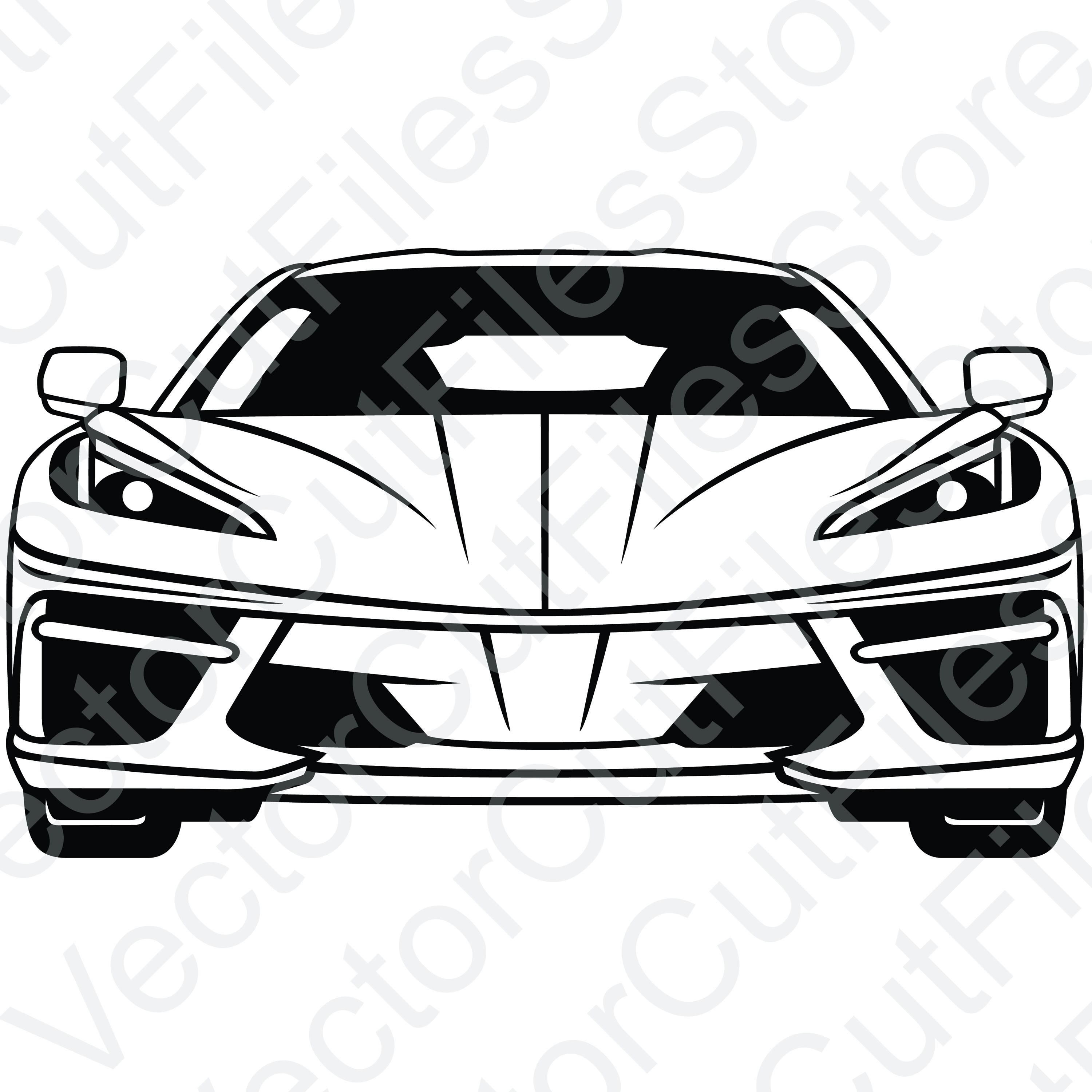 Chevrolet Corvette 2020 Front View Vector Cut File - Etsy