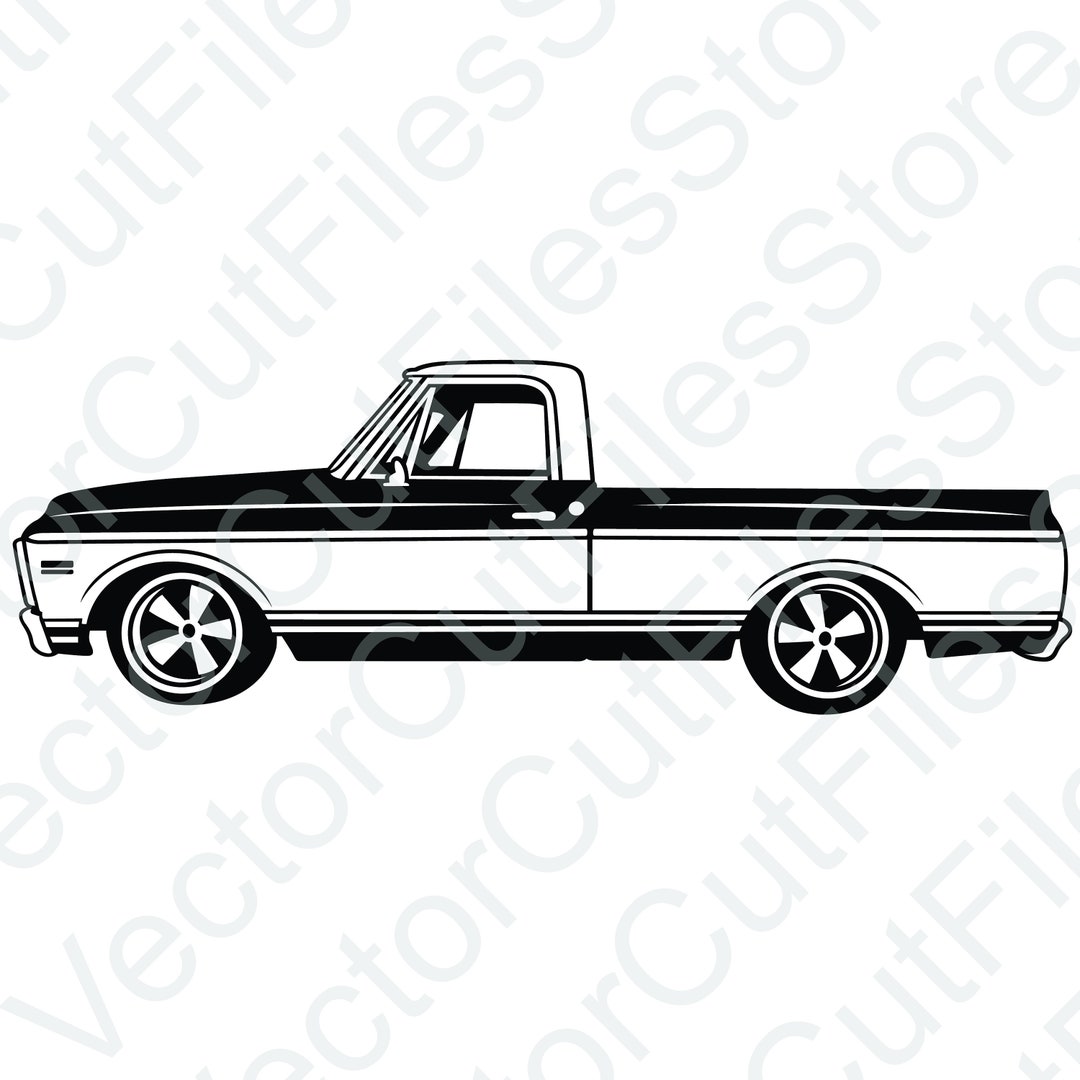 Chevrolet C10 1970 Fleetside Hotrod Side View Vector Cut File - Etsy