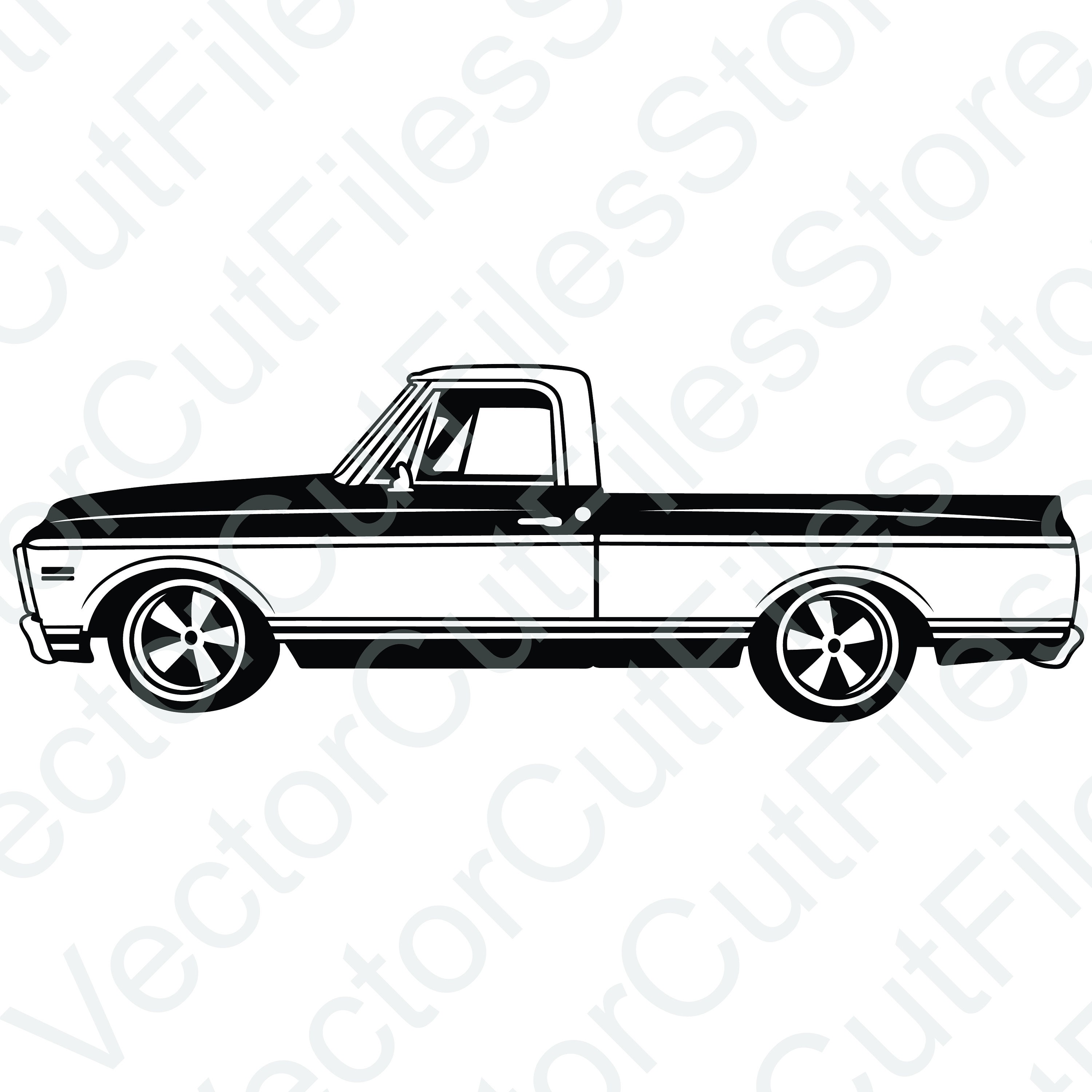 Chevrolet C10 1970 Fleetside Hotrod Side View Vector Cut File - Etsy
