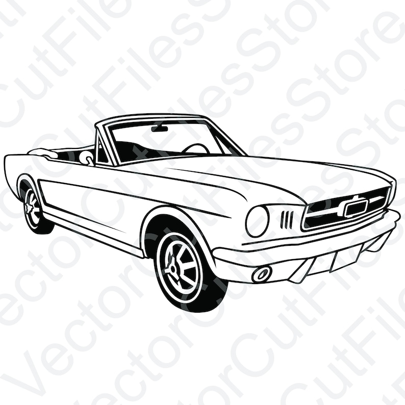 Ford Mustang 1964 to 1966 Convertible Angled View Vector Cut File - Etsy