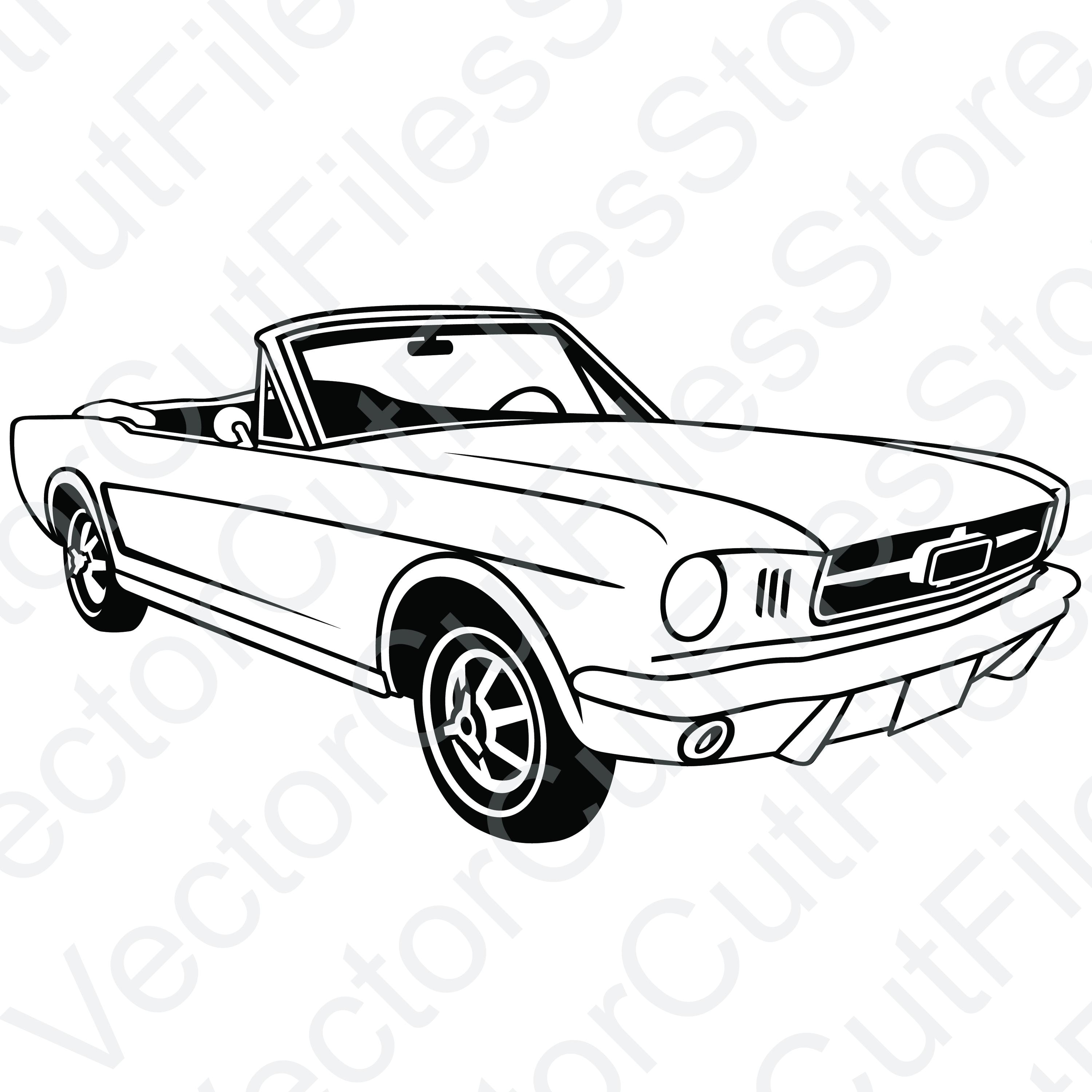 Ford Mustang 1964 to 1966 Convertible Angled View Vector Cut File - Etsy