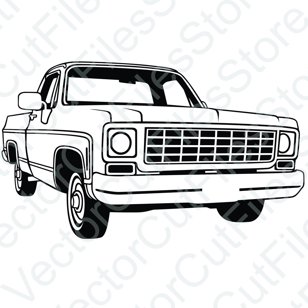 Chevrolet C10 1974 Fleetside Angled View Vector Cut File - Etsy