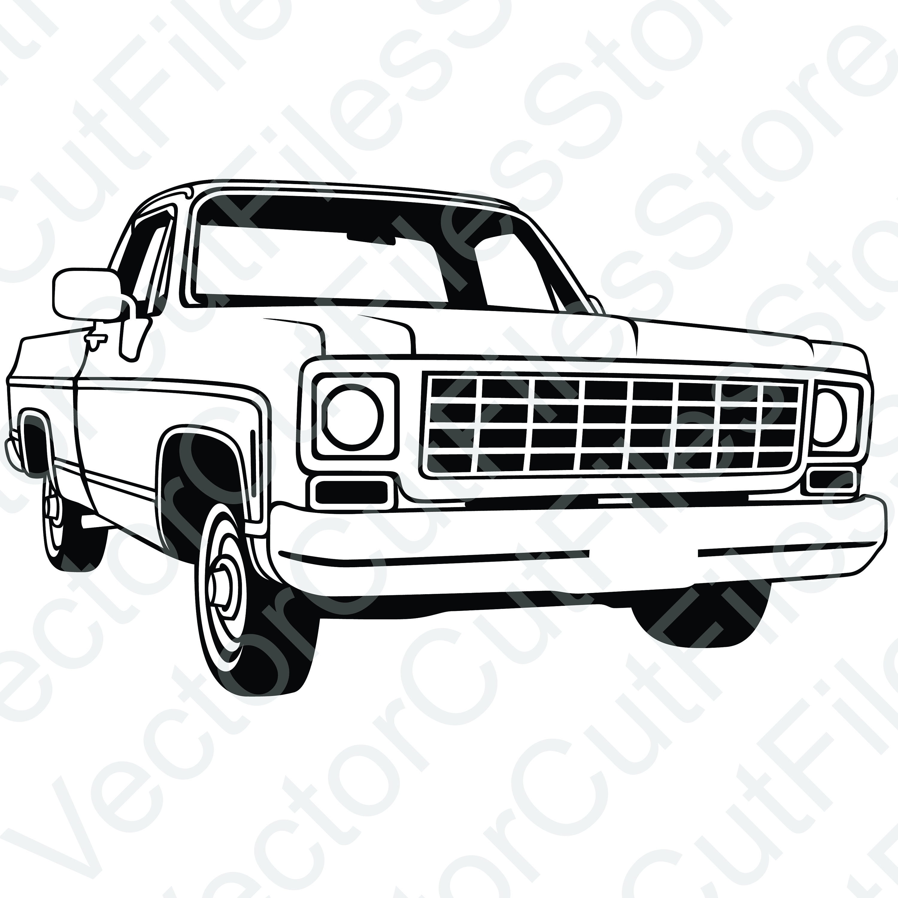 Chevrolet C10 1974 Fleetside Angled View Vector Cut File - Etsy