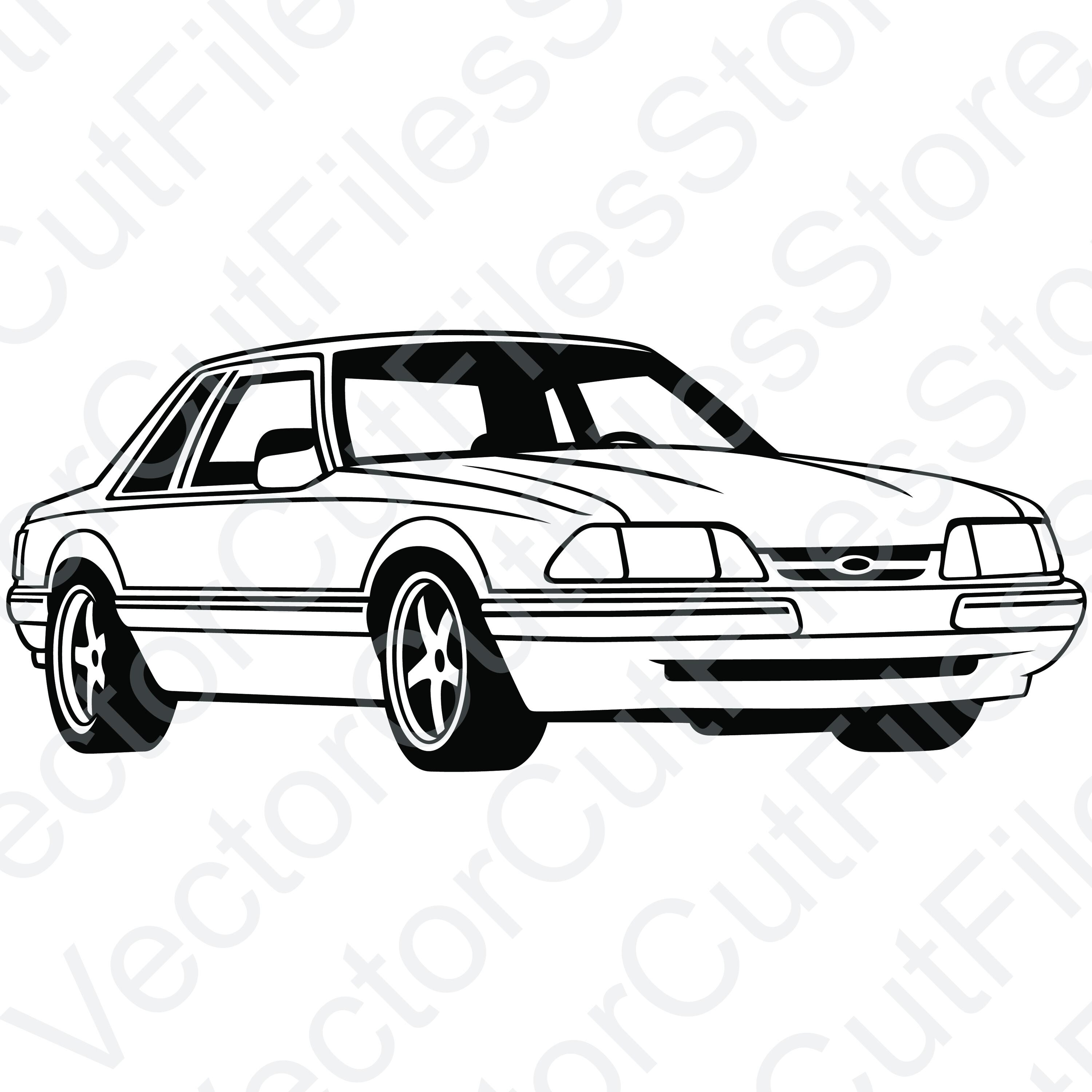 Ford Mustang 1989 Notchback Angled View Vector Cut File - Etsy
