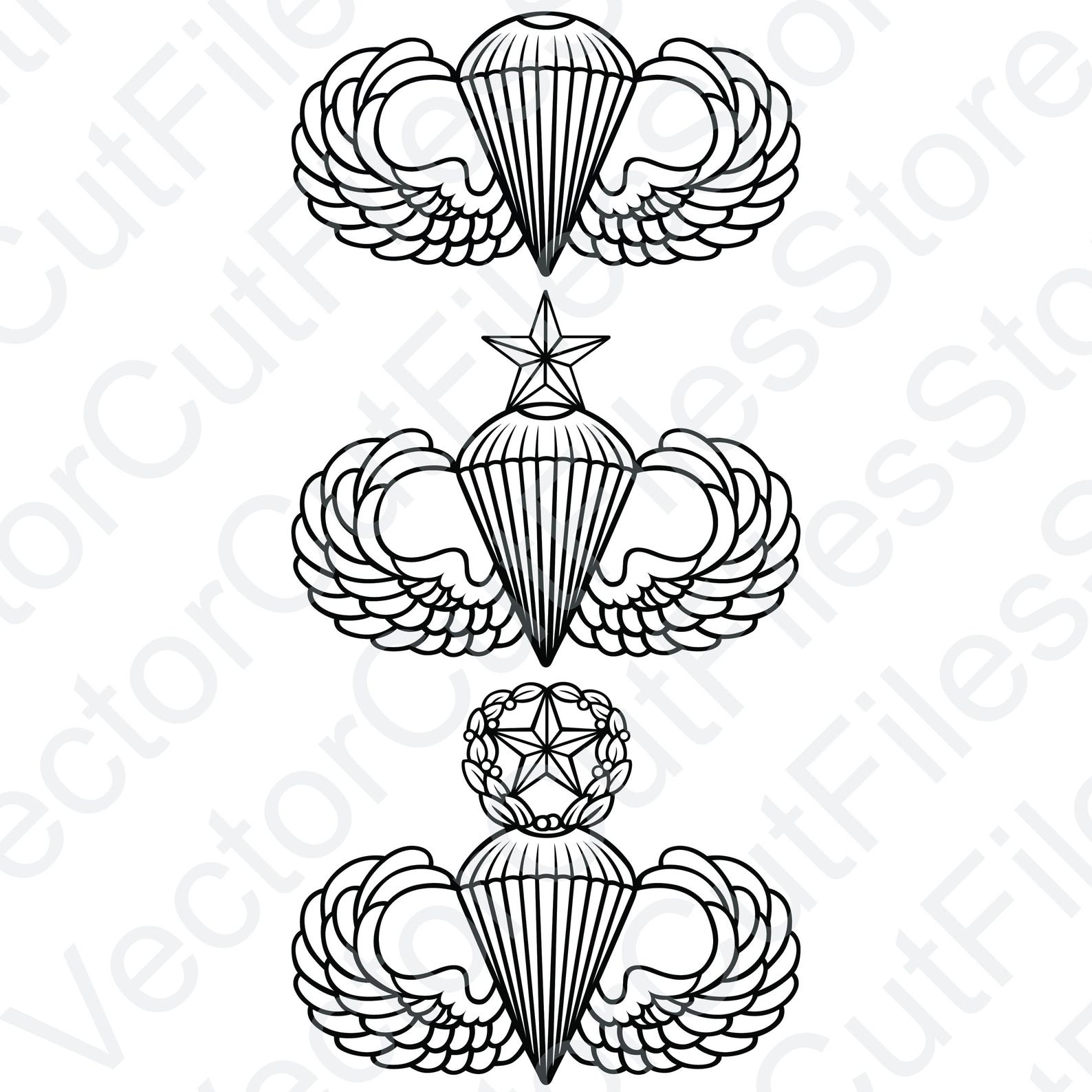 Army Parachutist Badge Vector Cut File - Etsy