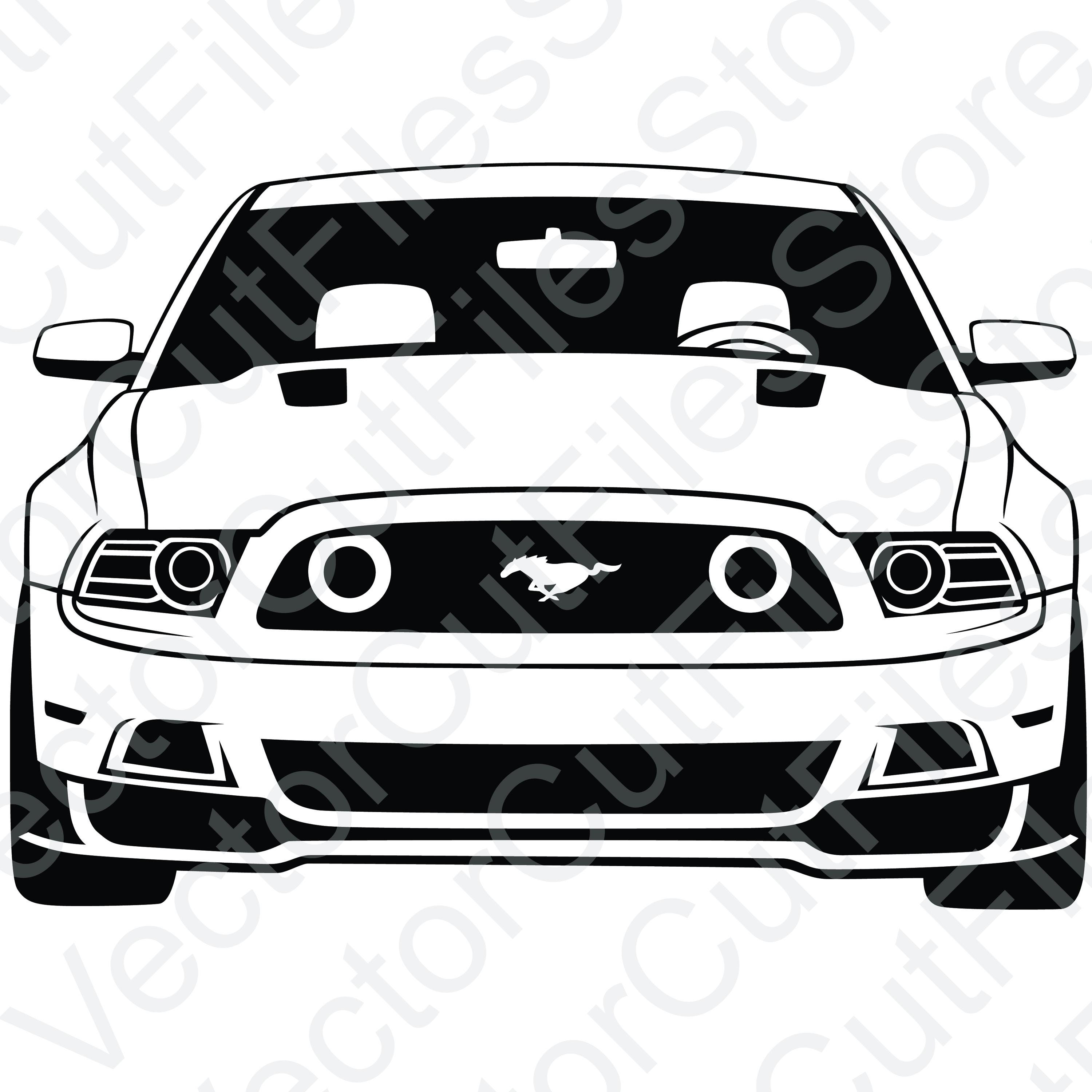 Ford Mustang 2013 Front View Vector Cut File - Etsy