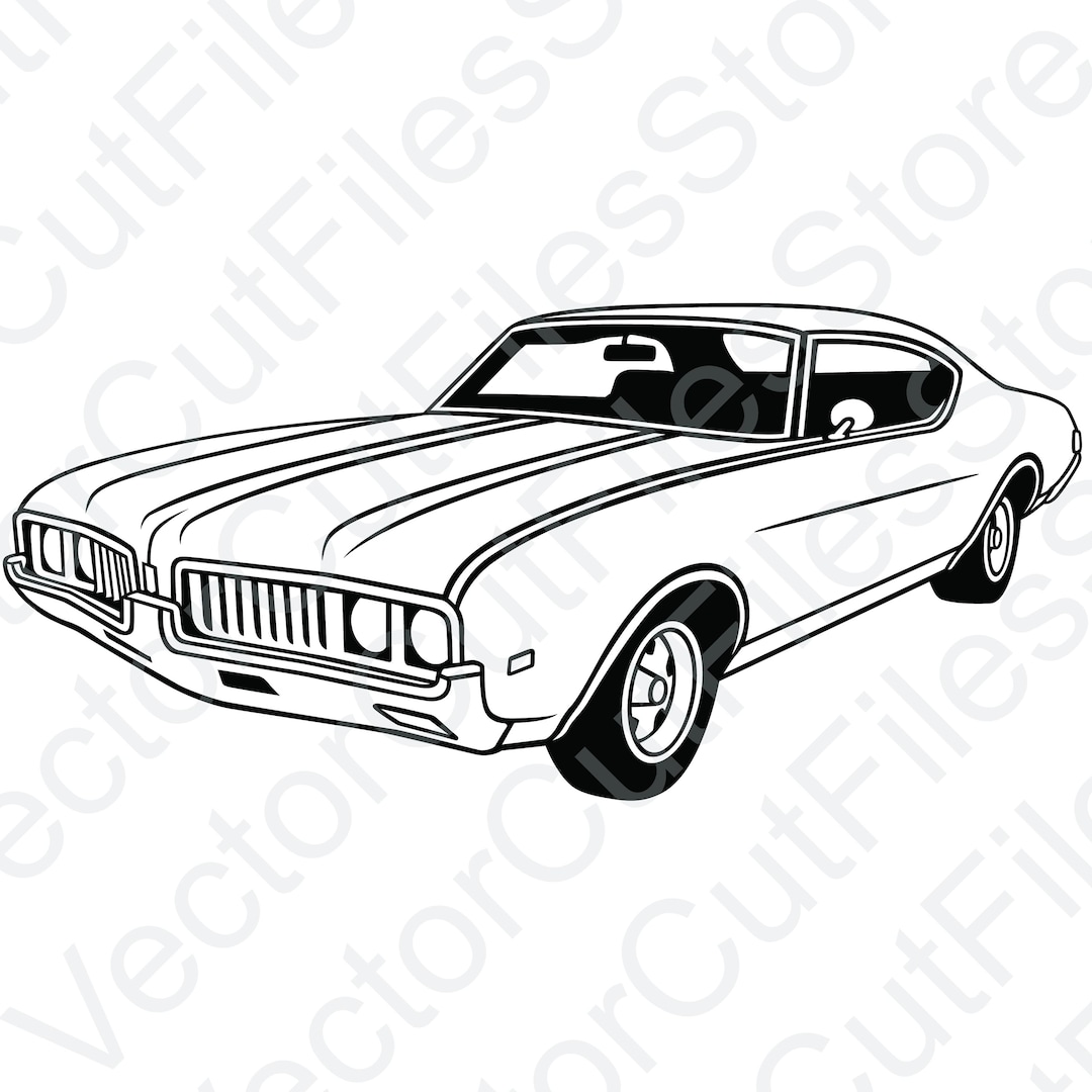 Oldsmobile Cutlass 1969 Angled View Vector Cut File - Etsy