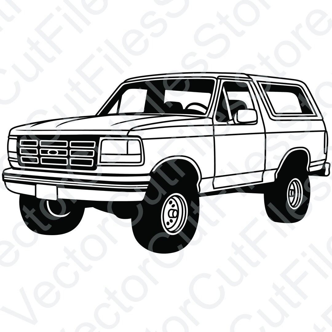 Ford Bronco 1992 Angled View Vector Cut File - Etsy