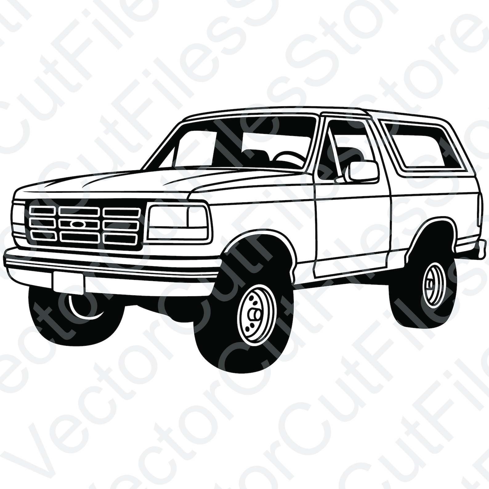 Ford Bronco 1992 Angled View Vector Cut File - Etsy