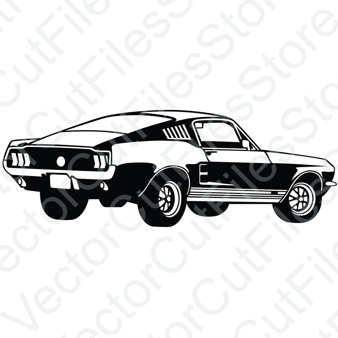 Ford Mustang 1967 GT Back View Vector Cut File - Etsy