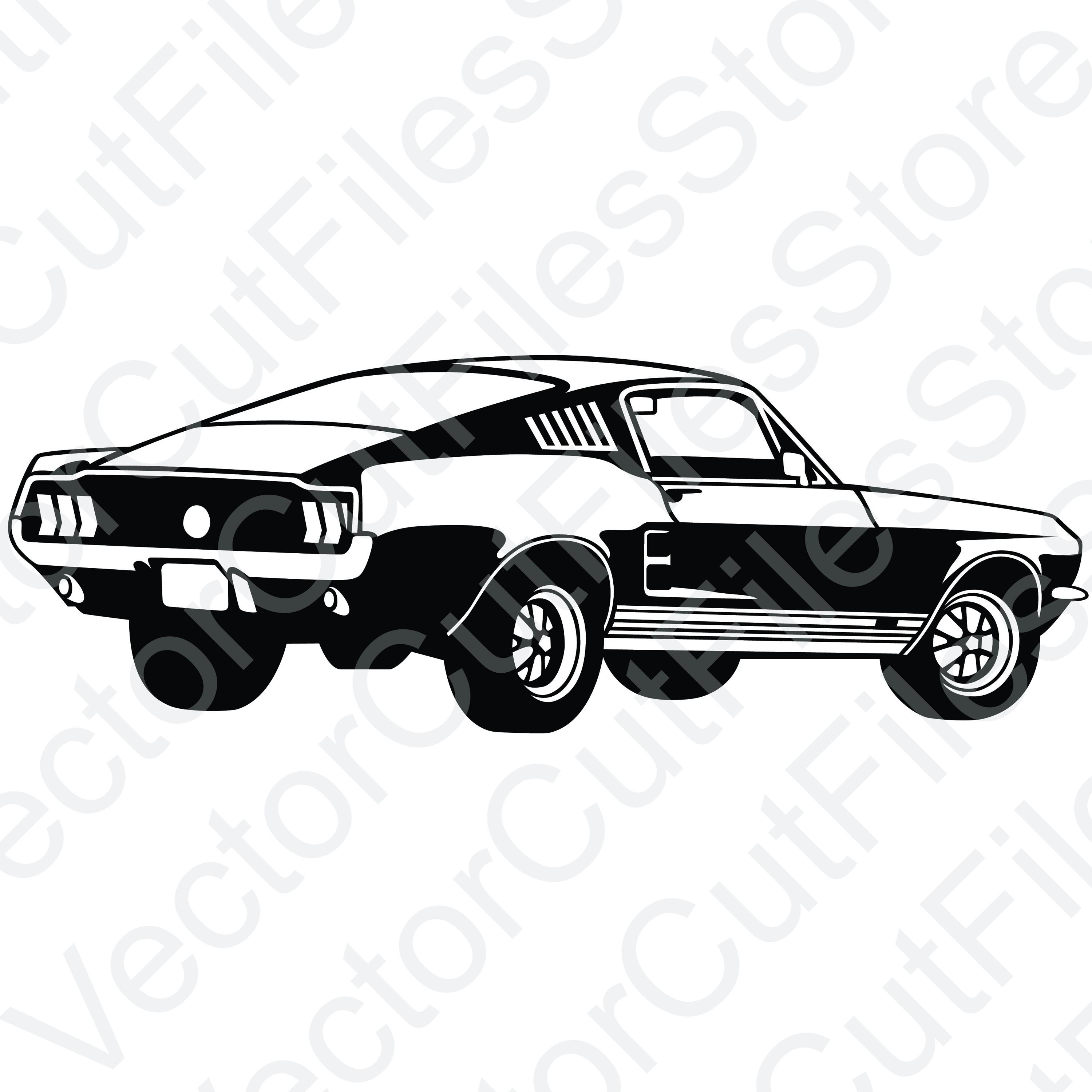 Ford Mustang 1967 GT Back View Vector Cut File - Etsy