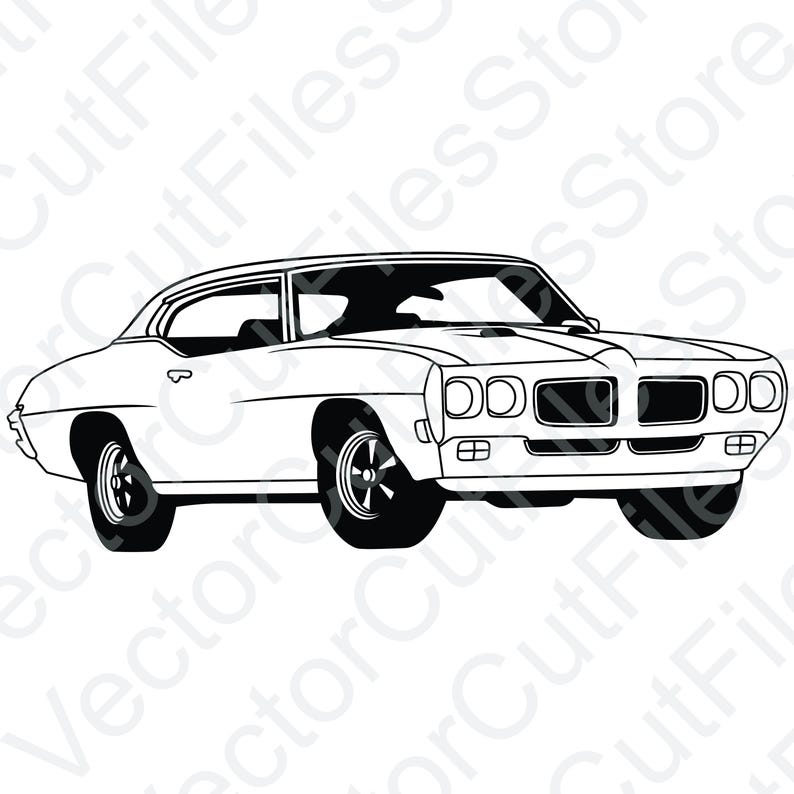 Pontiac GTO 1970 Angled View Vector Cut File - Etsy
