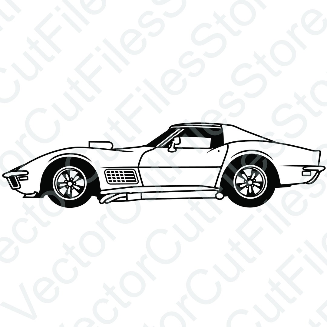 Chevrolet Corvette 71 Hot Rod Side View Vector Cut File - Etsy
