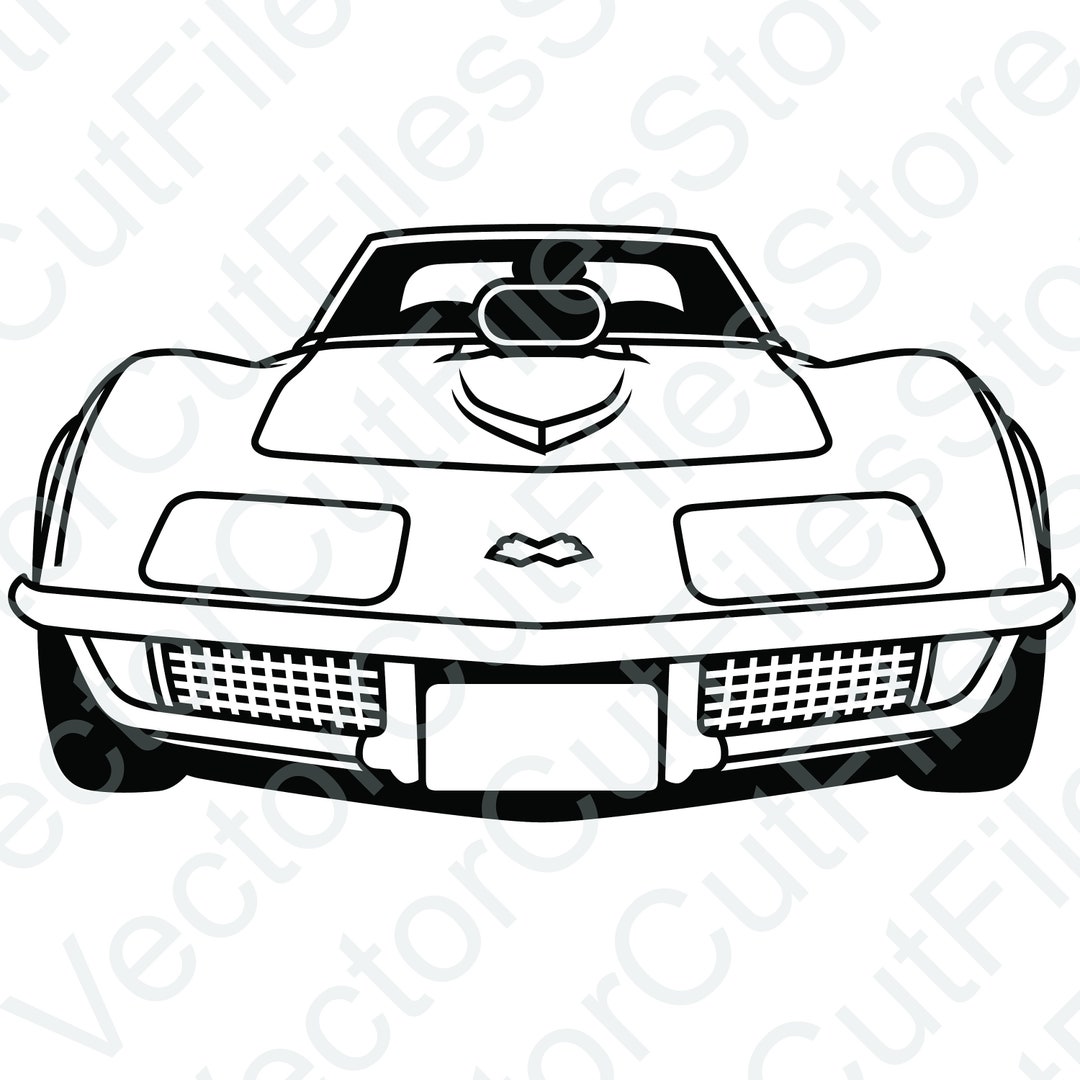 Chevrolet Corvette 71 Hot Rod Front View Vector Cut File - Etsy