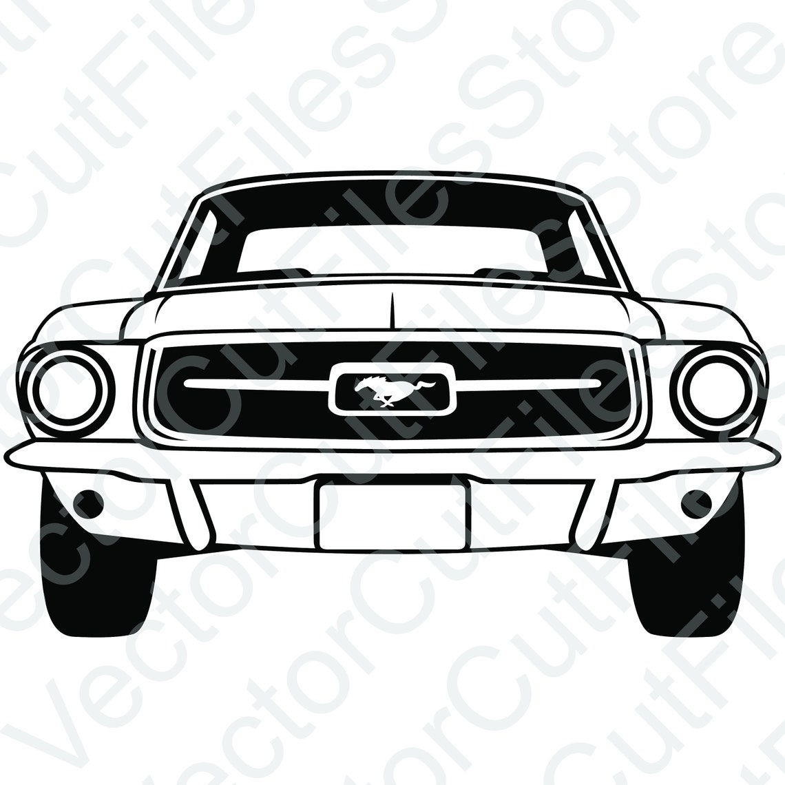 Ford Mustang 1967 Front View Vector Cut File - Etsy