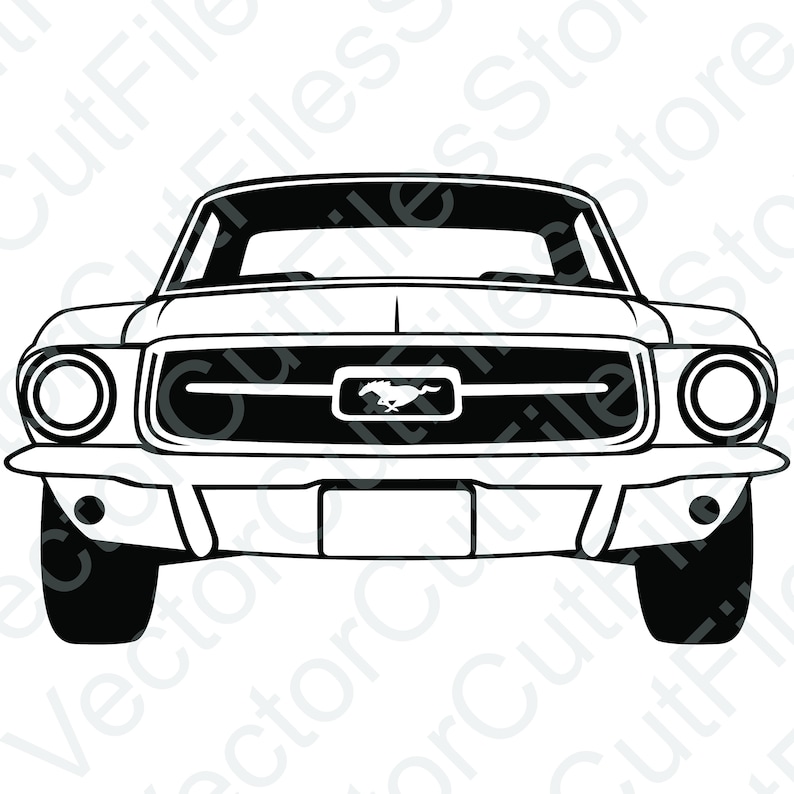 Ford Mustang 1967 Front View Vector Cut File - Etsy