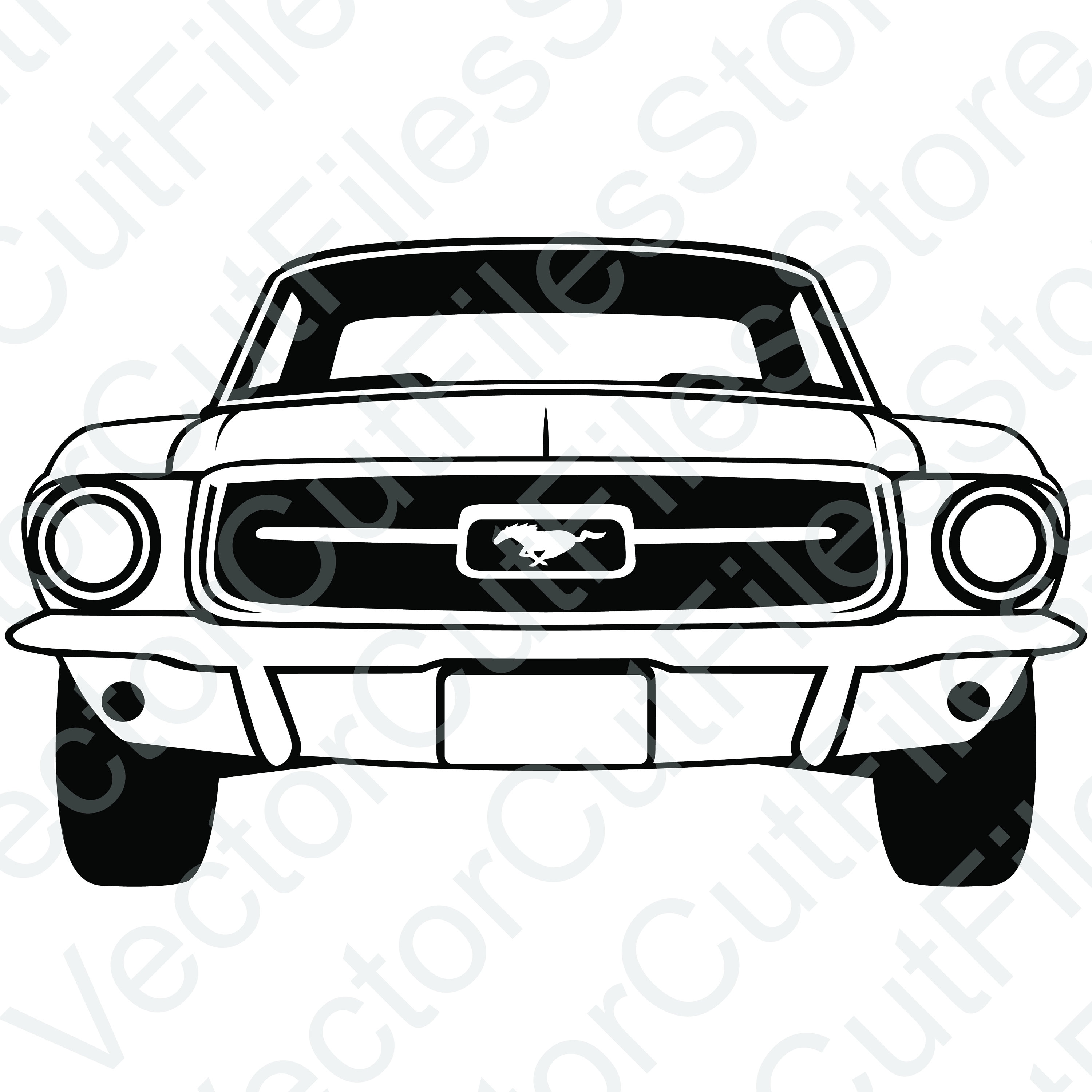 Ford Mustang 1967 Front View Vector Cut File - Etsy