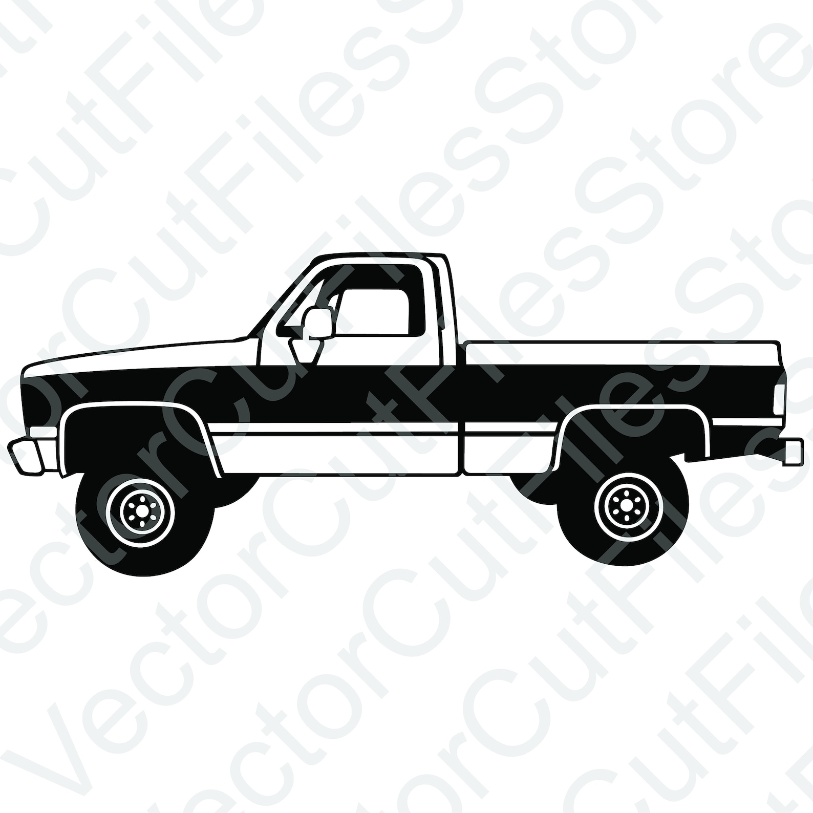 Chevrolet Silverado 1987 Side View Vector Cut File - Etsy