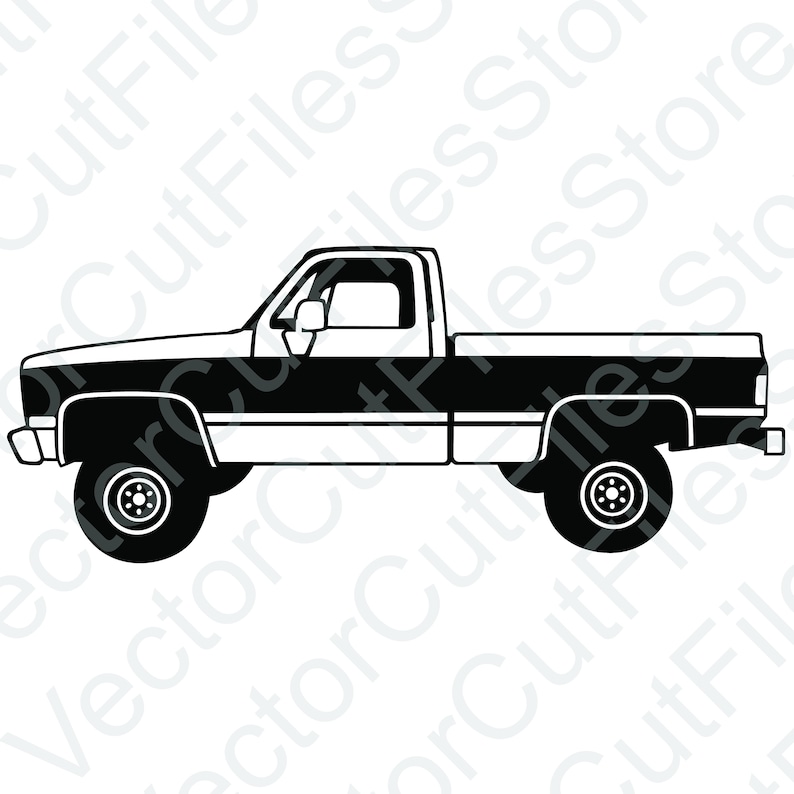 Chevrolet Silverado 1987 Side View Vector Cut File - Etsy