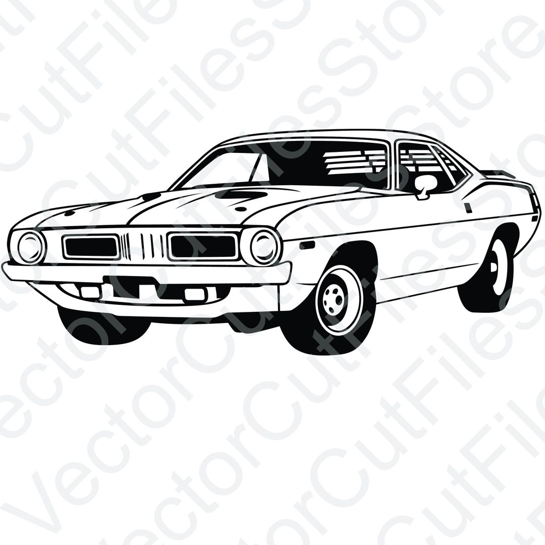 Plymouth Barracuda 1970 Angled View Vector Cut File - Etsy
