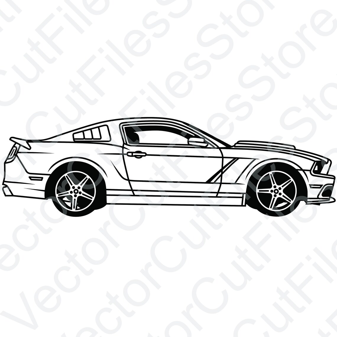 Ford Mustang 2014 Roush Stage 3 Side View Vector Cut File - Etsy