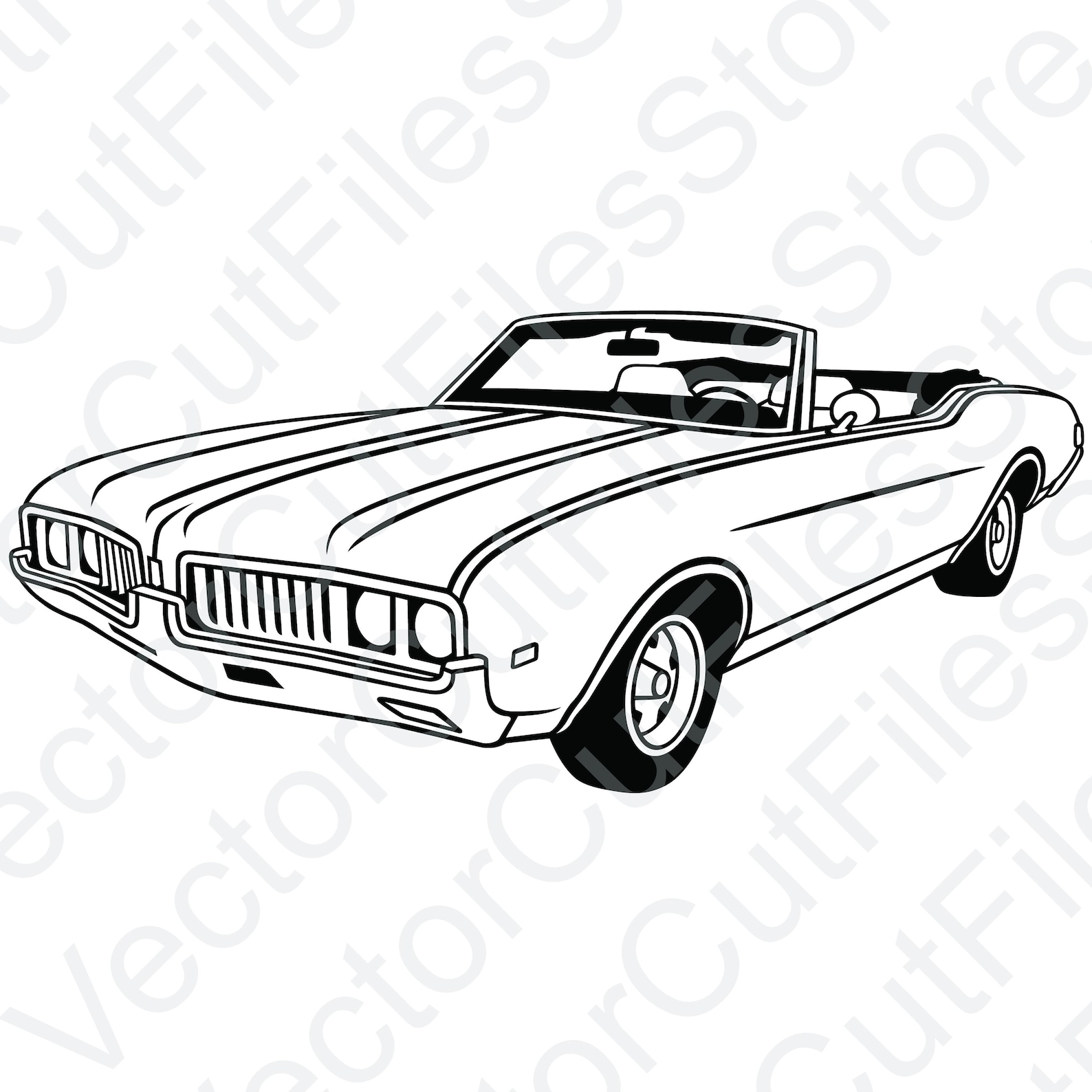 Oldsmobile Cutlass 1969 Convertible Angled View Vector Cut File - Etsy