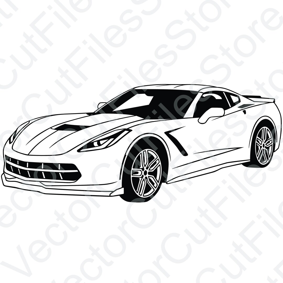 Chevrolet Corvette Stingray 2019 Angled View Vector Cut File - Etsy