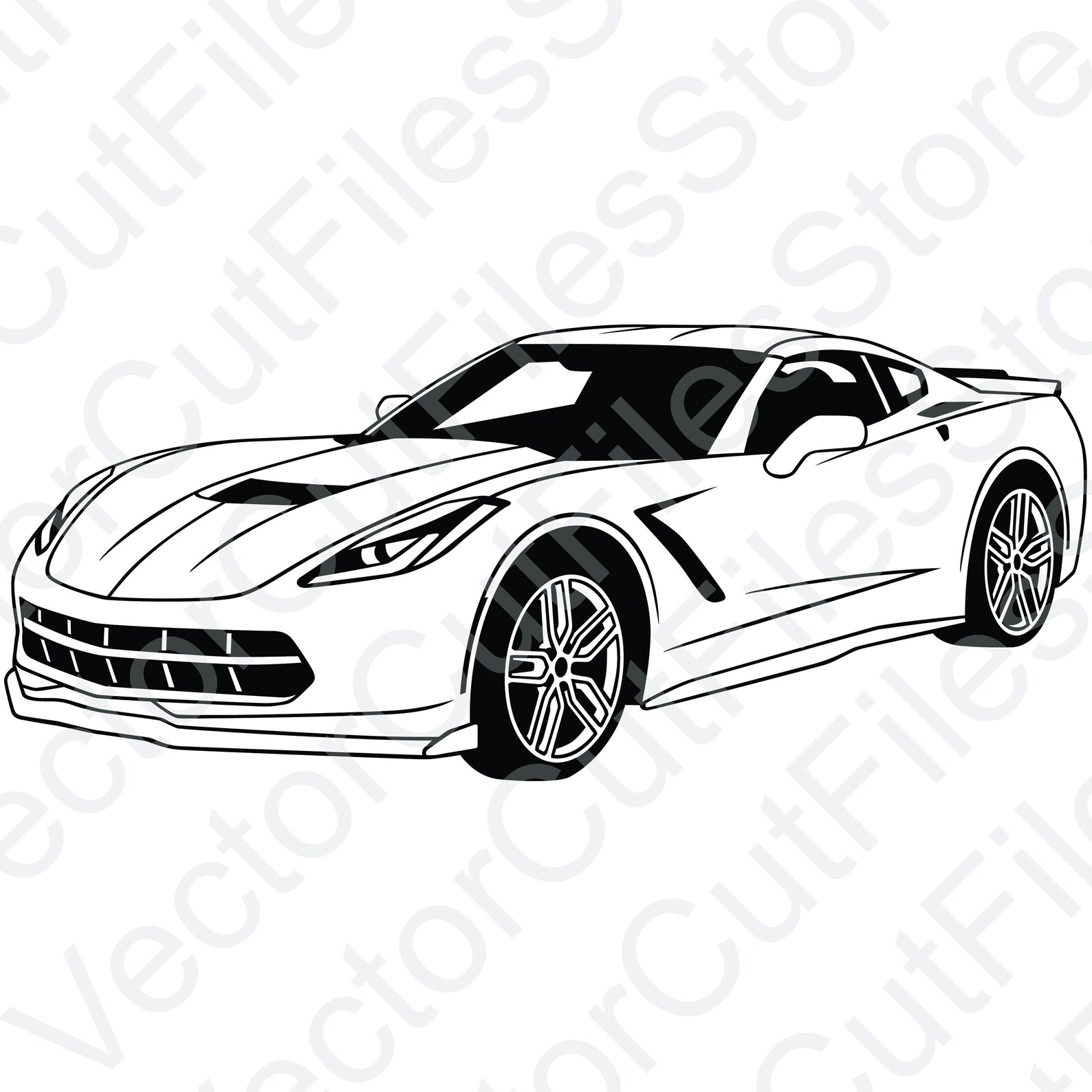 Chevrolet Corvette Stingray 2019 Angled View Vector Cut File - Etsy