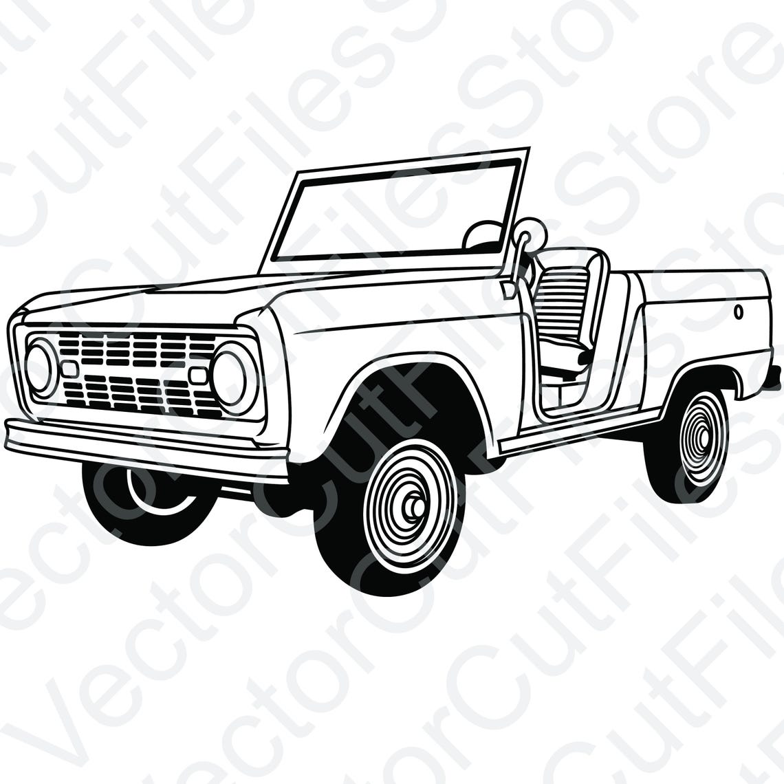 Ford Bronco Roadster Angled View Vector Cut File - Etsy