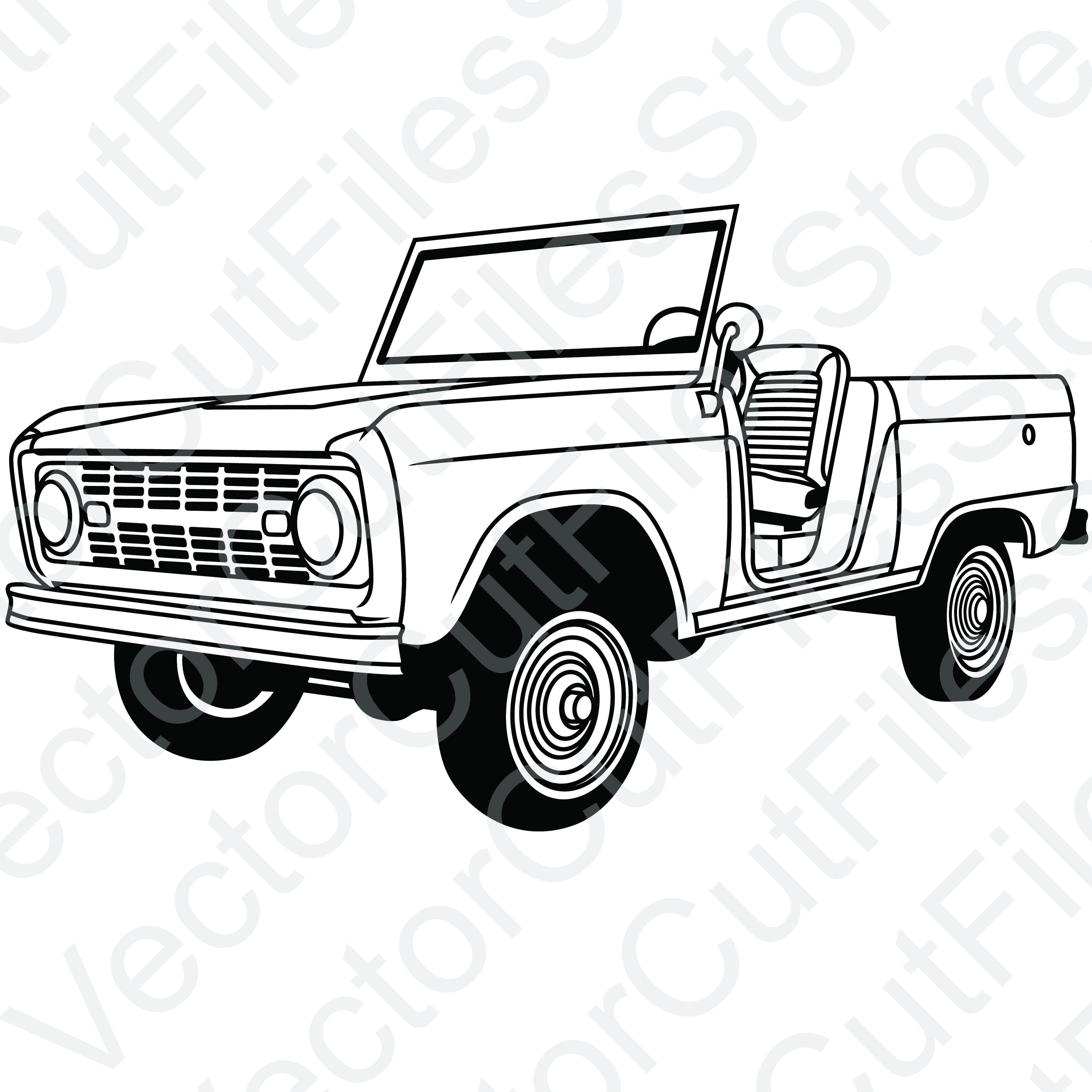 Ford Bronco Roadster Angled View Vector Cut File - Etsy