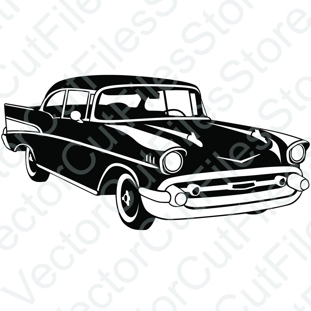 Chevrolet Bel Air 1957 Angled View Vector Cut File - Etsy