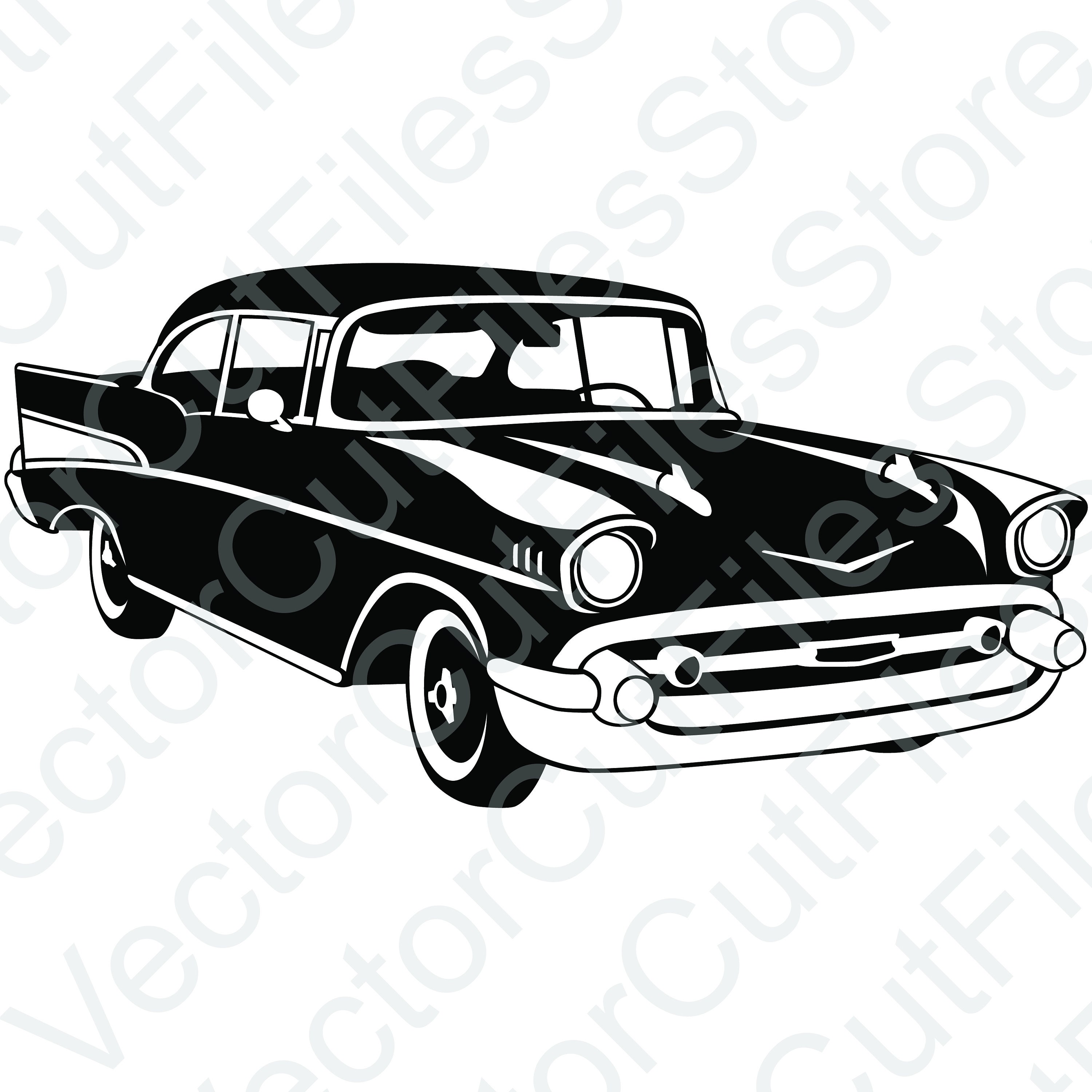 Chevrolet Bel Air 1957 Angled View Vector Cut File - Etsy