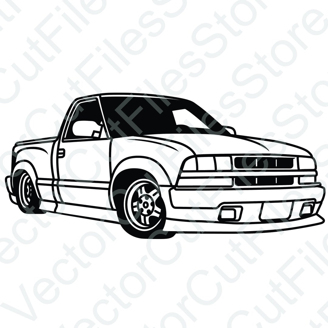 Chevrolet S10 1999 to 2004 Slammed Angled View Vector Cut File - Etsy