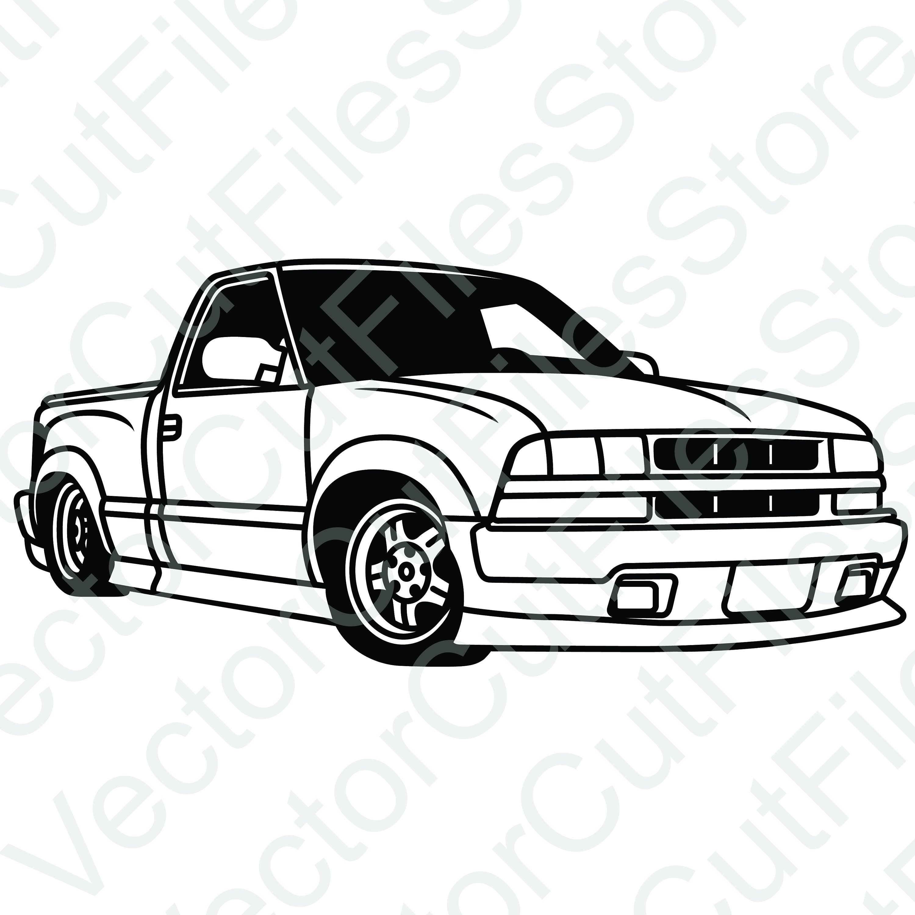 Chevrolet S10 1999 to 2004 Slammed Angled View Vector Cut File - Etsy
