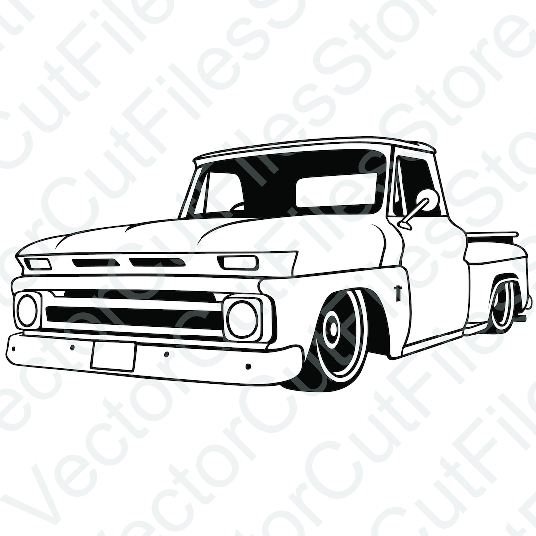 Chevrolet C10 Stepside 65 Slammed Vector Cut File - Etsy