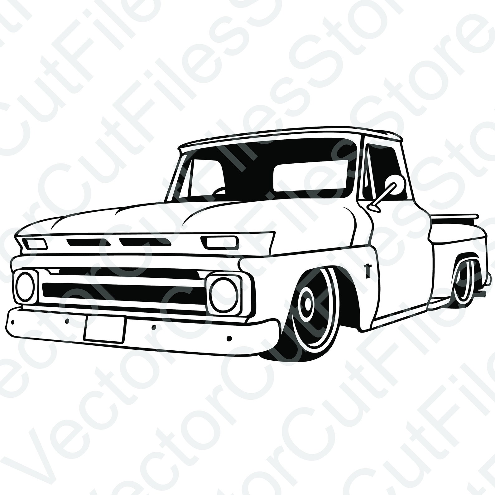 Chevrolet C10 Stepside 65 Slammed Vector Cut File - Etsy