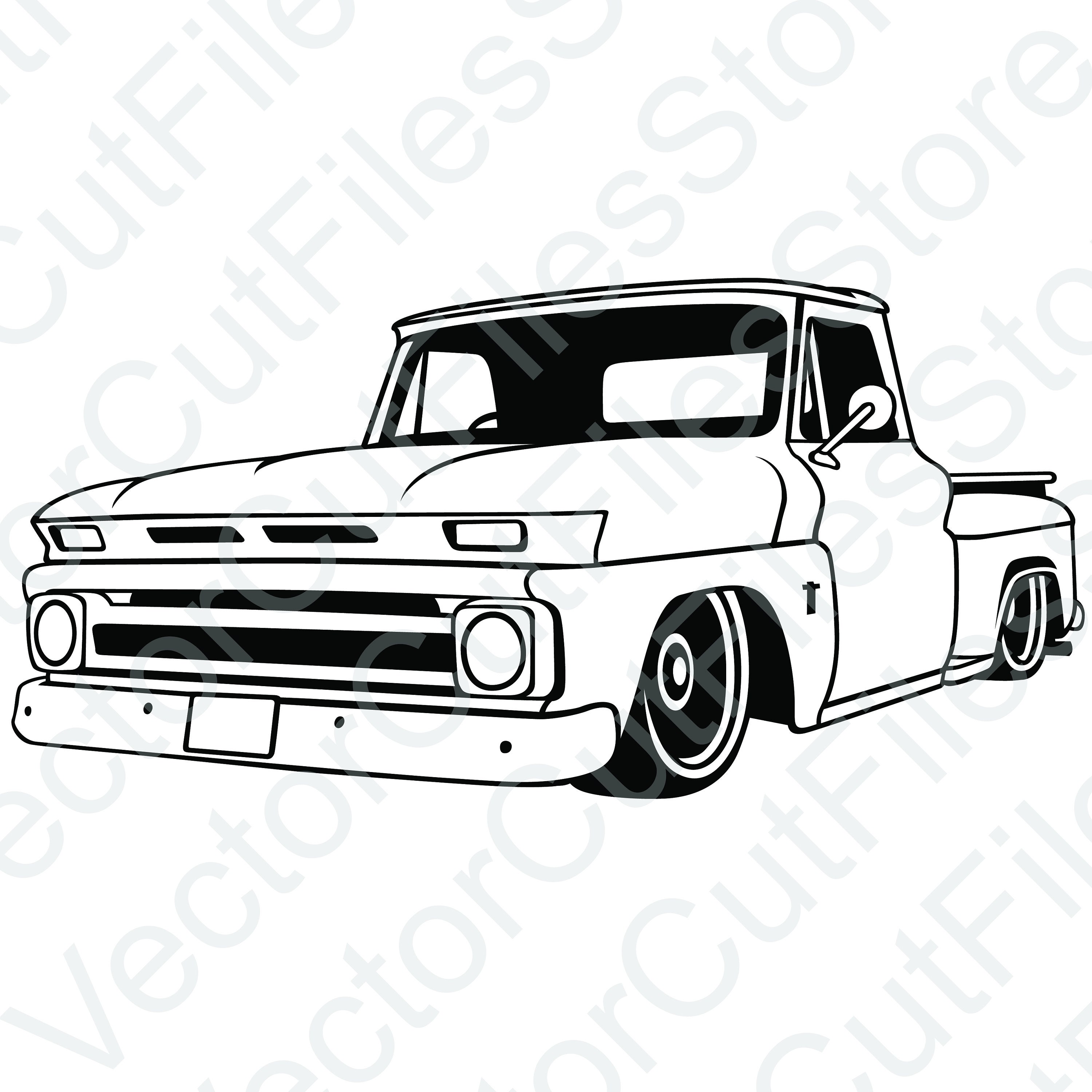 Chevrolet C10 Stepside 65 Slammed Vector Cut File - Etsy