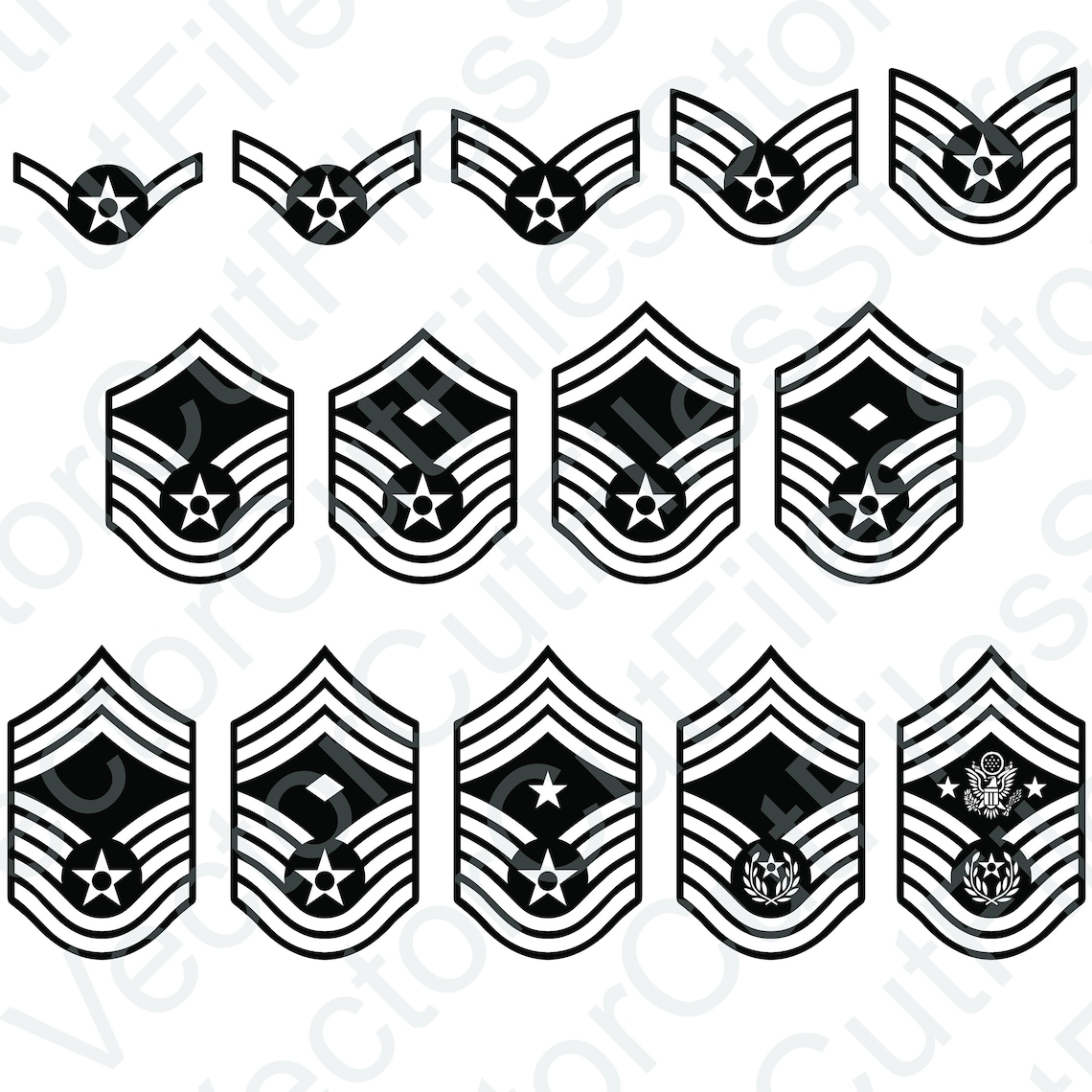US Air Force Rank Insignia Vector Cut File - Etsy