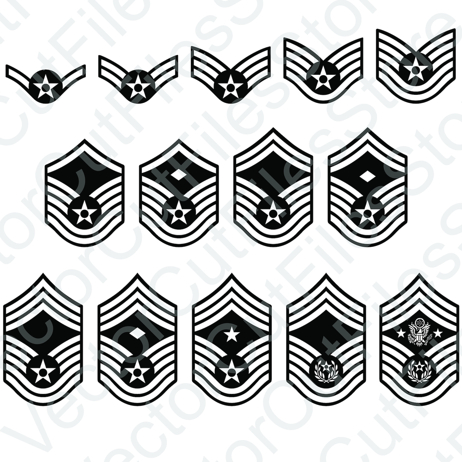 US Air Force Rank Insignia Vector Cut File - Etsy