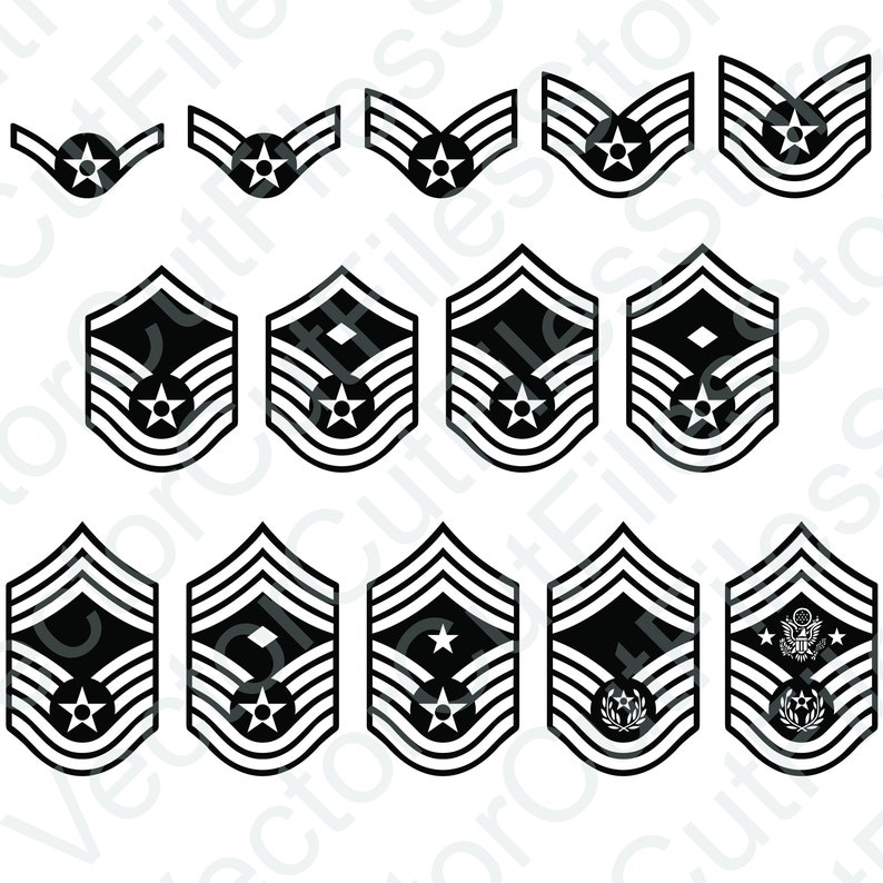 US Air Force Rank Insignia Vector Cut File - Etsy