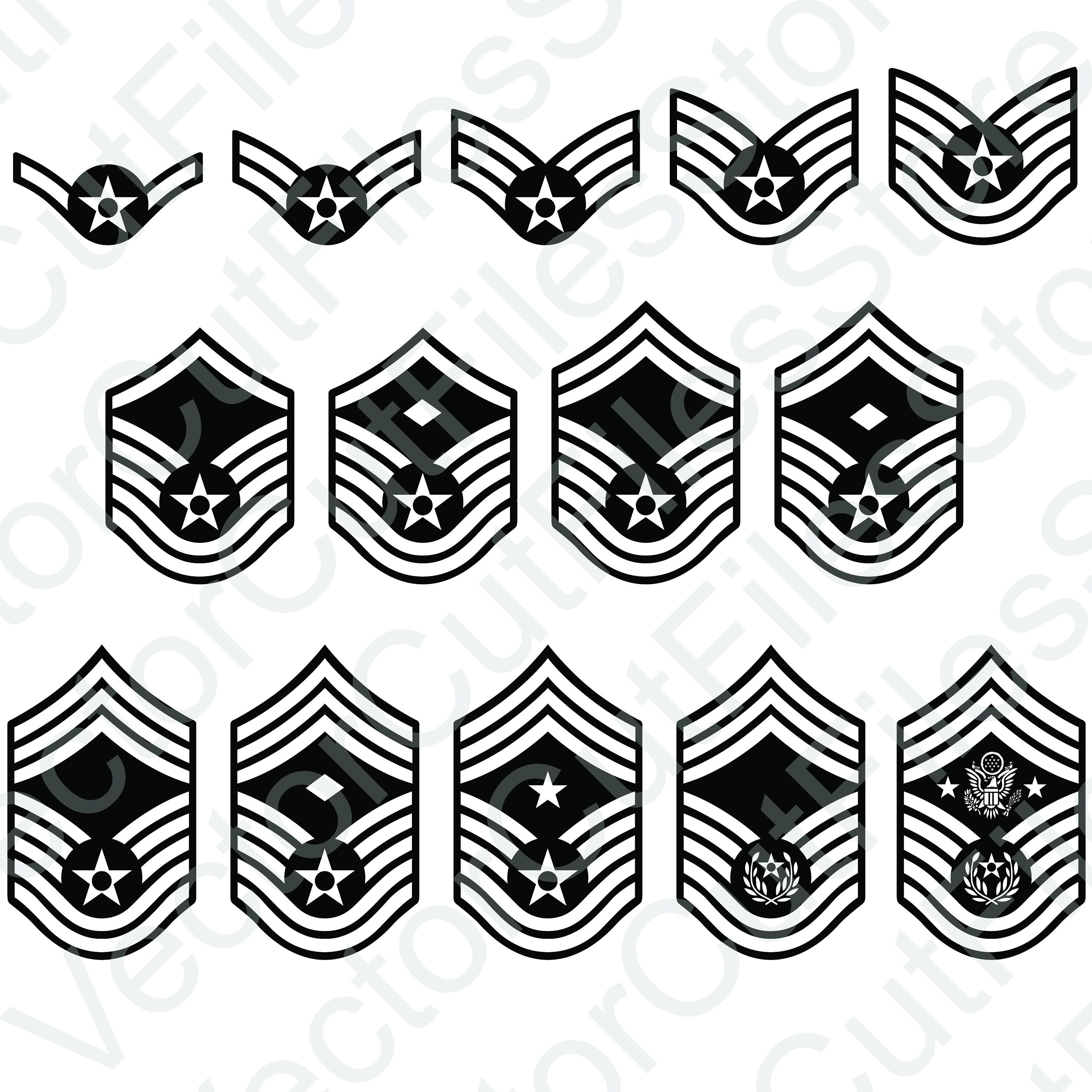 US Air Force Rank Insignia Vector Cut File - Etsy