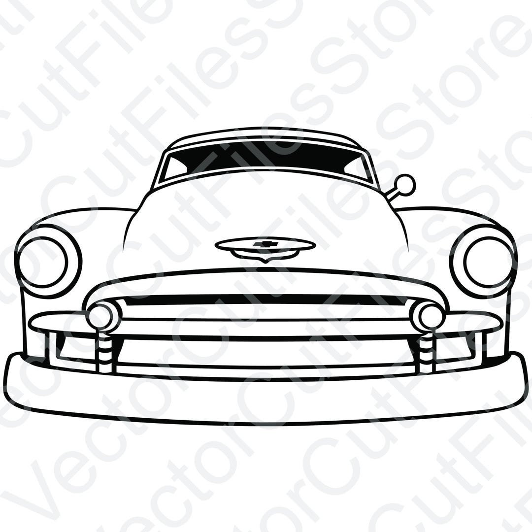 Chevrolet Fleetline 1951 Hot Rod Front View Vector Cut File - Etsy